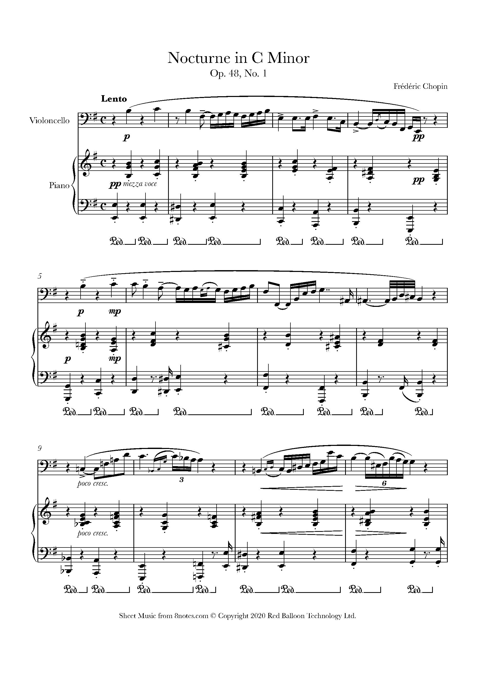 Chopin - Nocturne no.1 in C minor, from Nocturnes Op.48 Sheet music ...