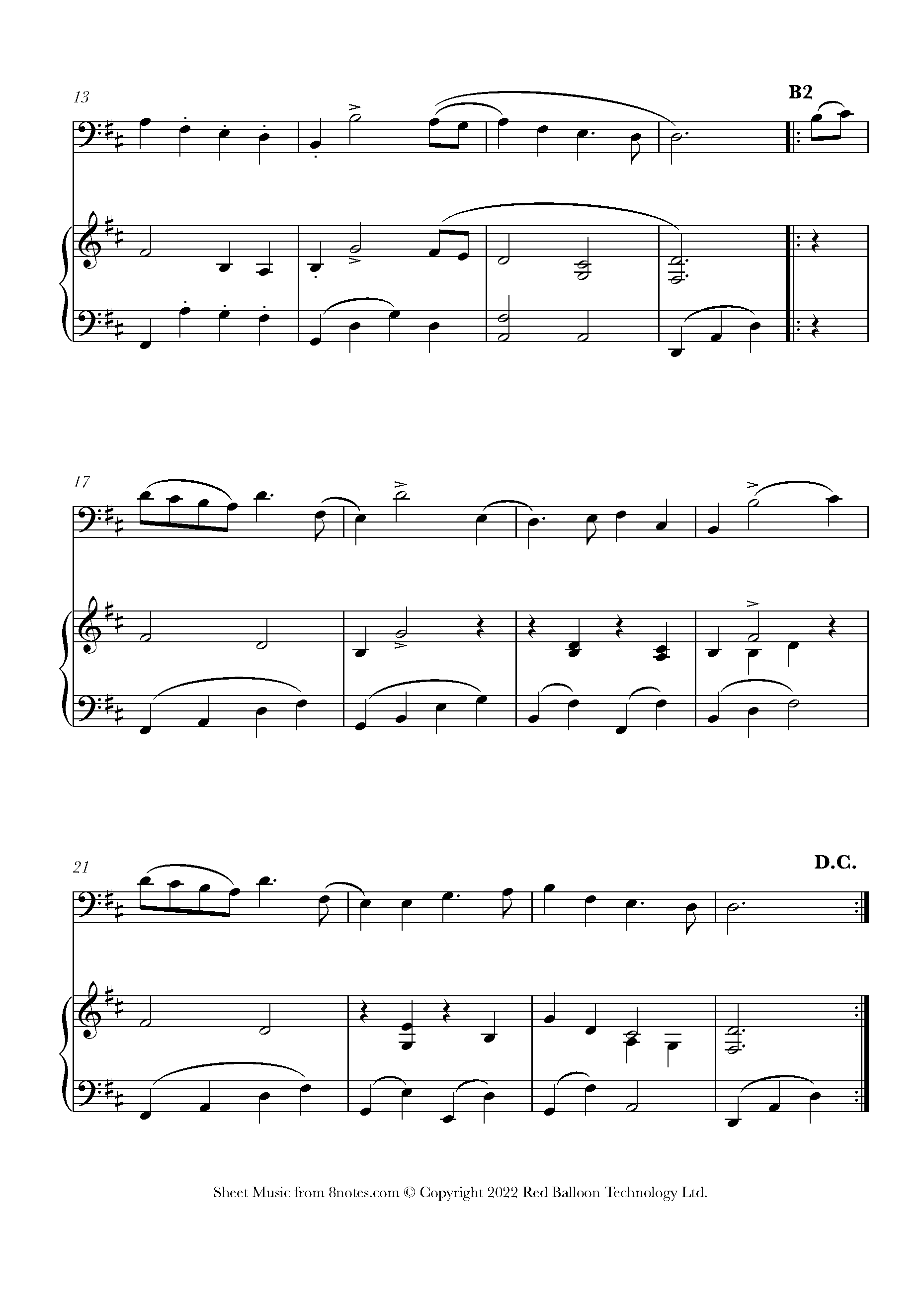 Newcastle from John Playford's 'Dancing Master' Sheet music for Cello ...