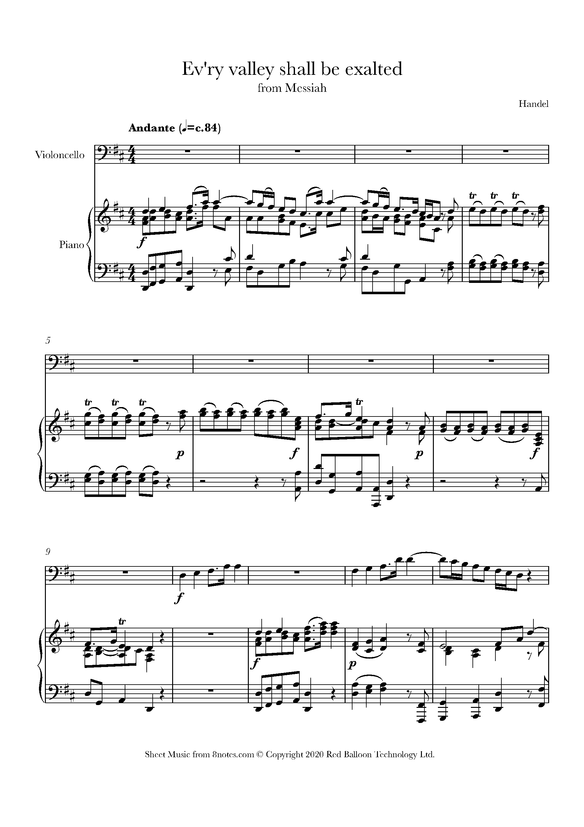 Handel - Ev'ry valley shall be exalted from Messiah Sheet music for ...
