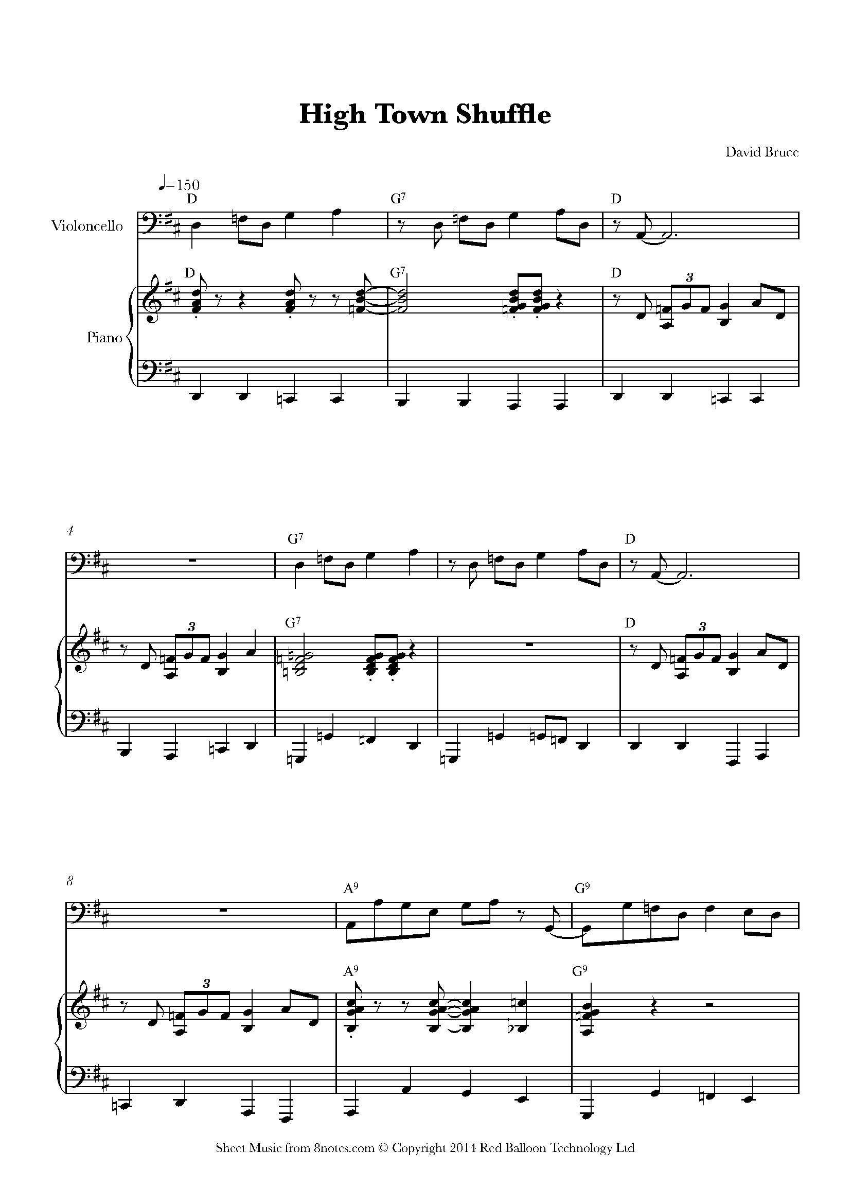David Bruce - High Town Shuffle Sheet music for Cello - 8notes.com