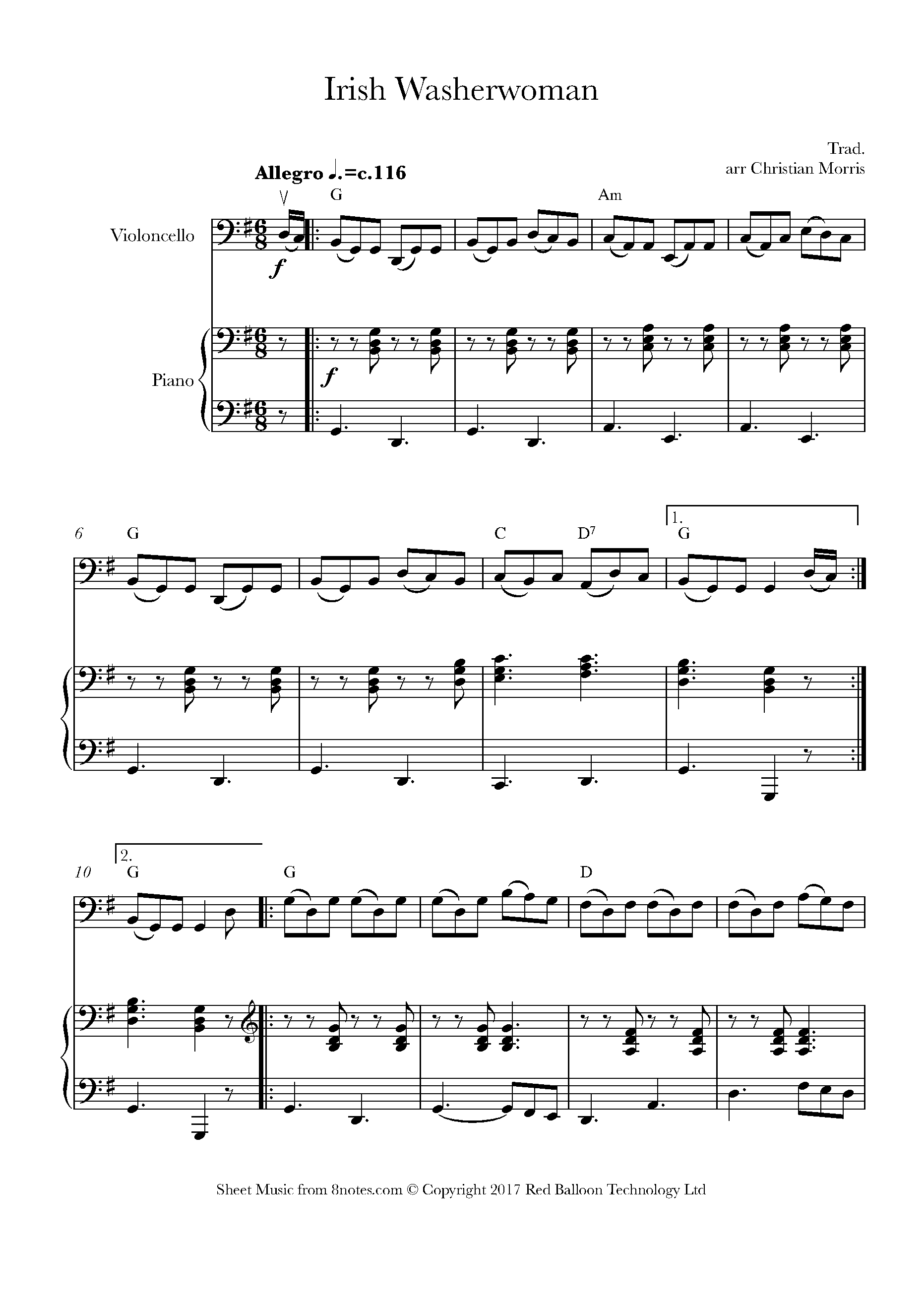 Irish Washerwoman Sheet music for Cello - 8notes.com