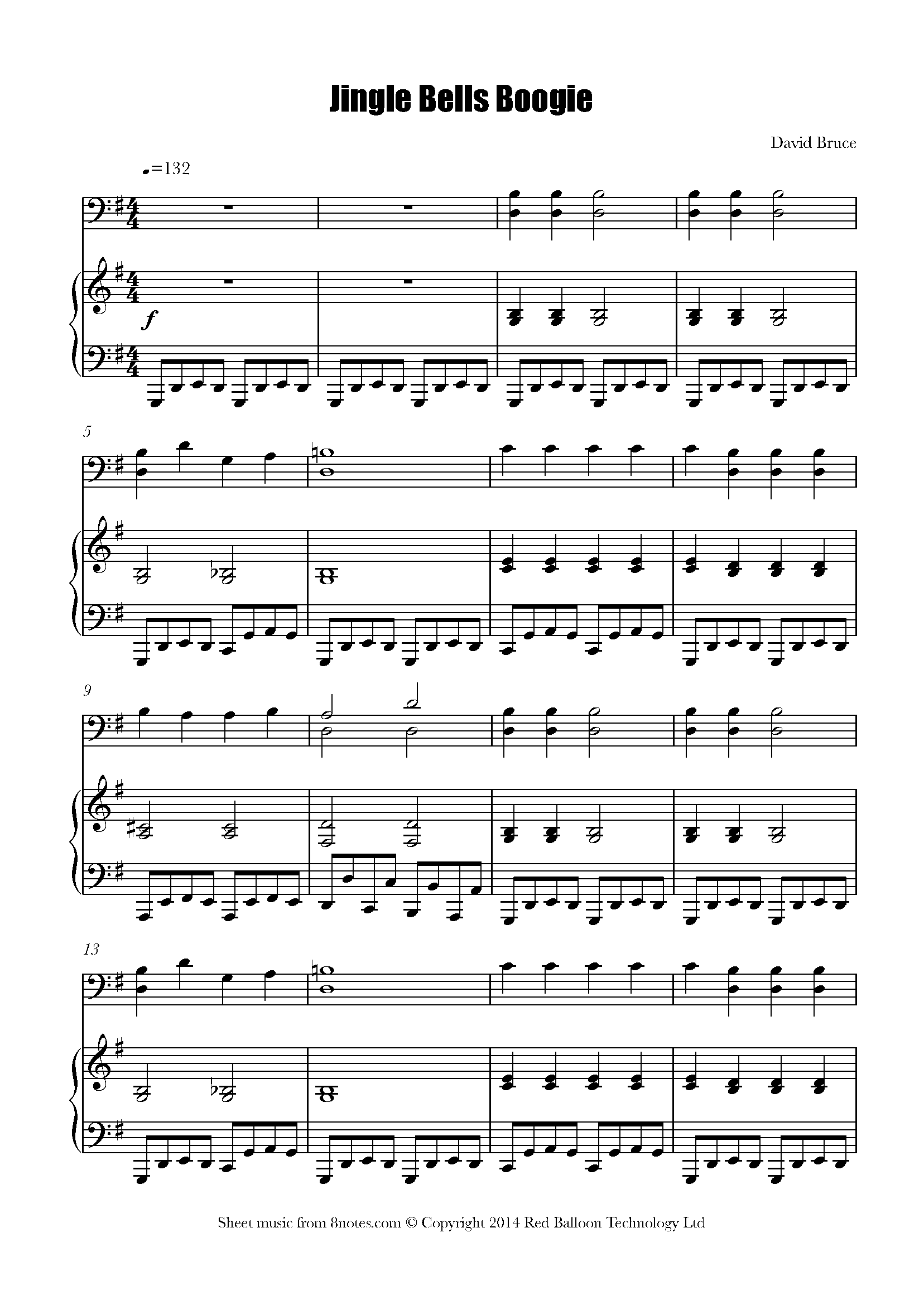 David Bruce - Jingle Bells Boogie Sheet music for Cello - 8notes.com