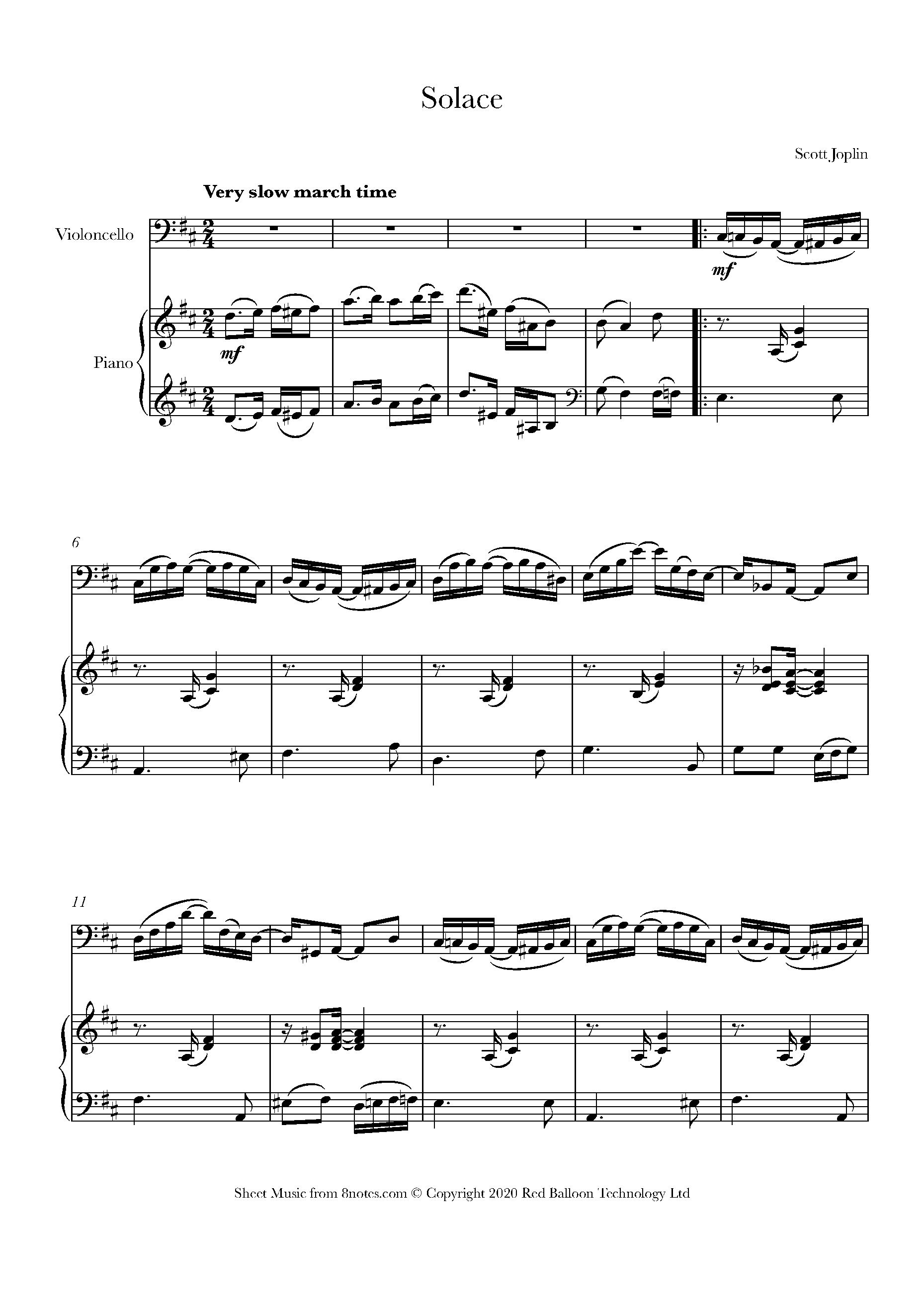 Scott Joplin - Solace - A Mexican Serenade Sheet music for Cello ...