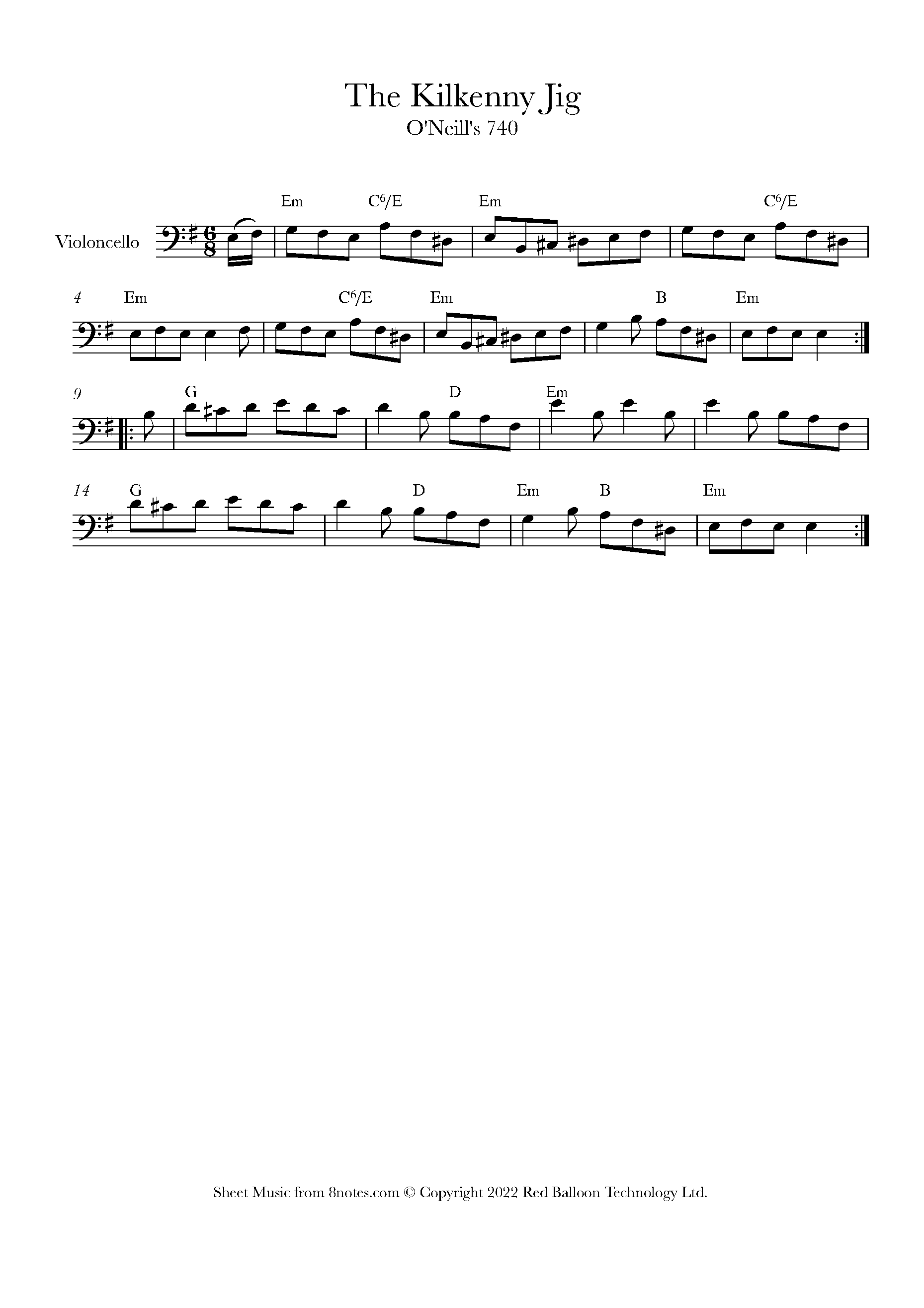 The Kilkenny Jig (Irish Trad.) Sheet music for Cello - 8notes.com
