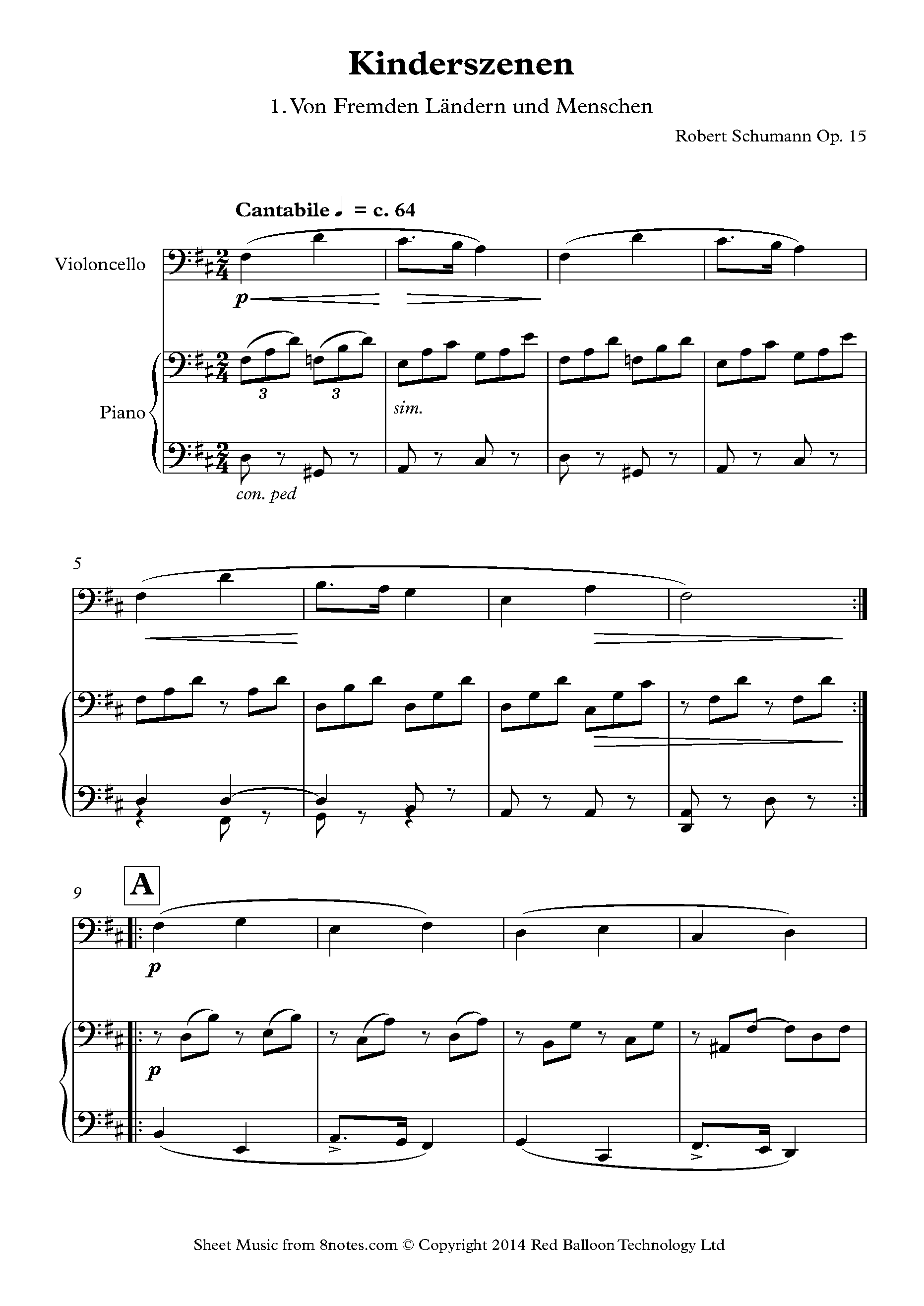 Schumann - Kinderszenen 1. Von Fremden Landern und Menschen Sheet music ...