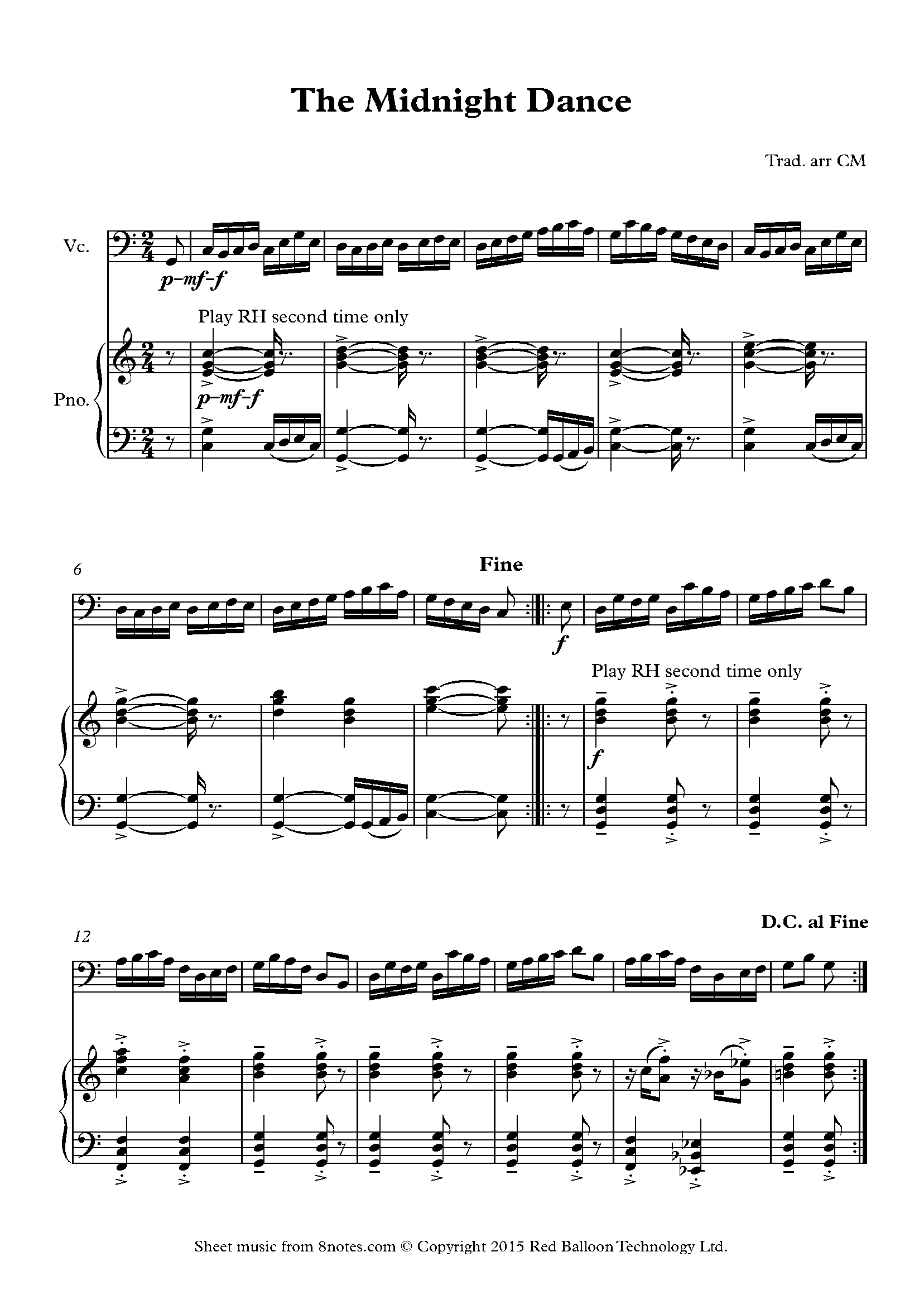 The Midnight Dance Sheet music for Cello - 8notes.com