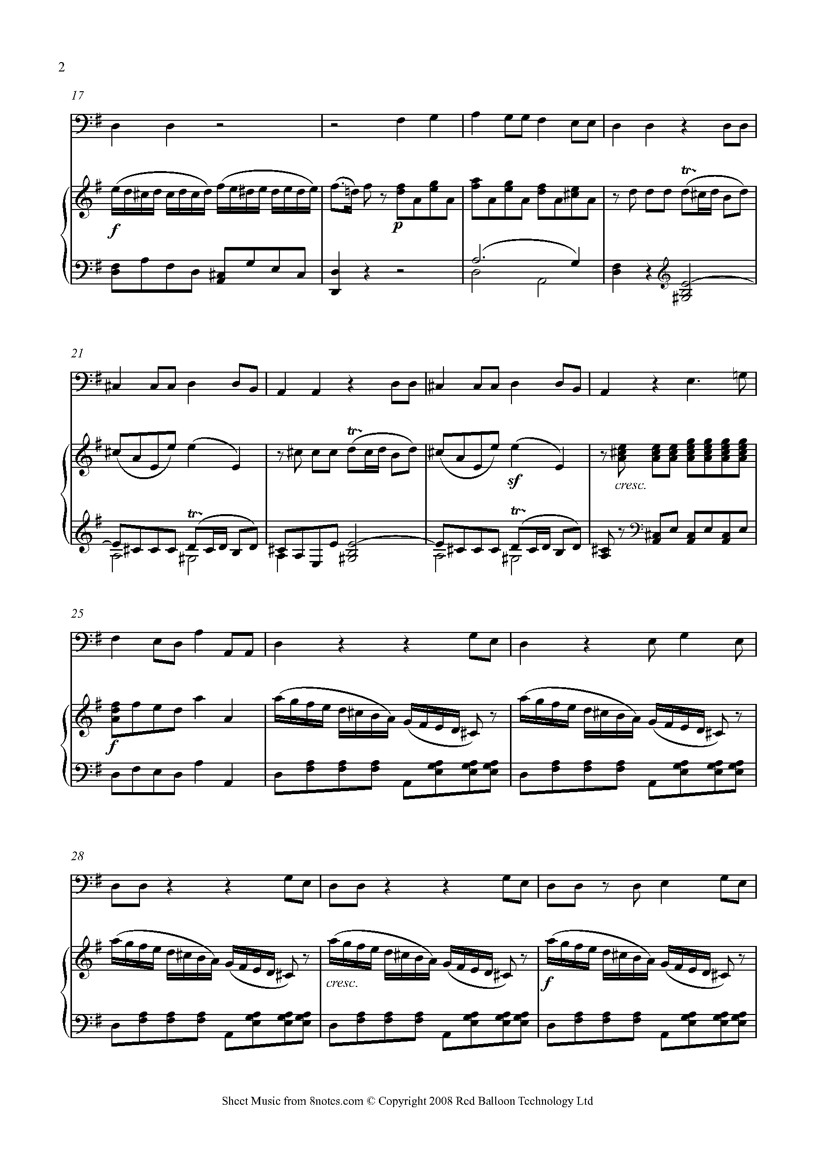 Mozart - Non Piu Andrai from Marriage of Figaro Sheet music for Cello ...
