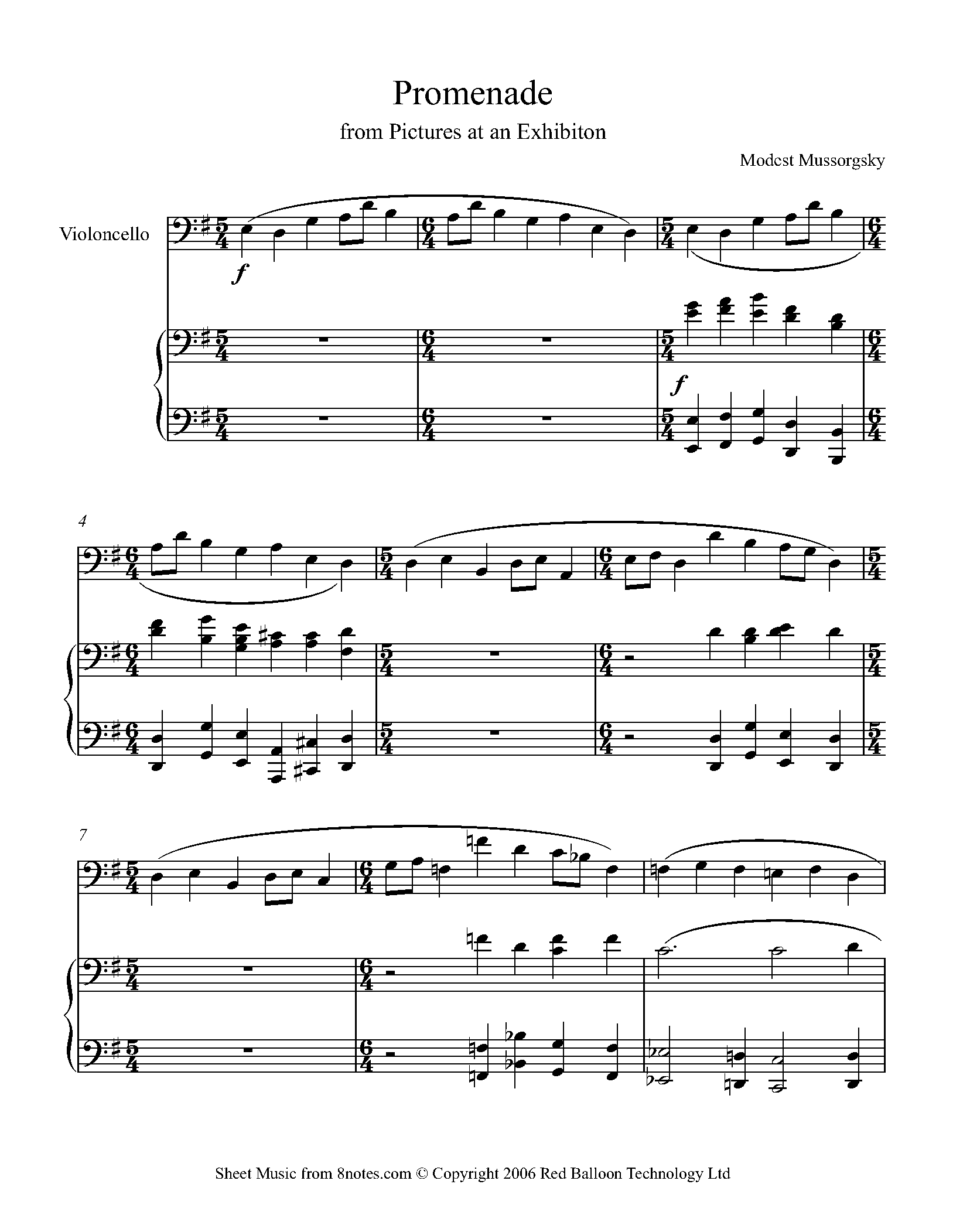 Mussorgsky - Promenade from Pictures at an Exhibition Sheet music for ...