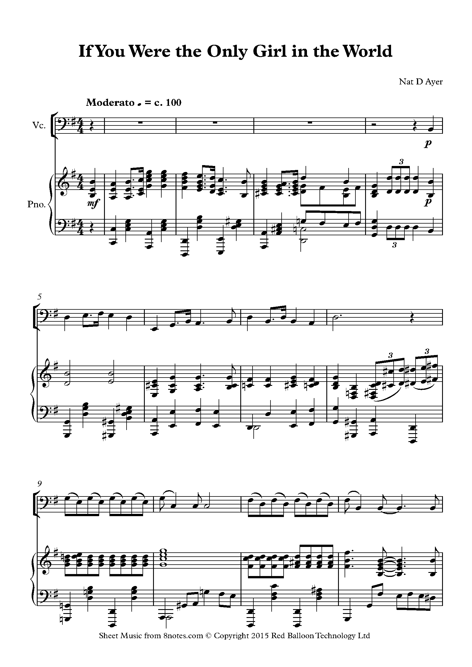 Nat D Ayer - If You Were the Only Girl in the World Sheet music for ...