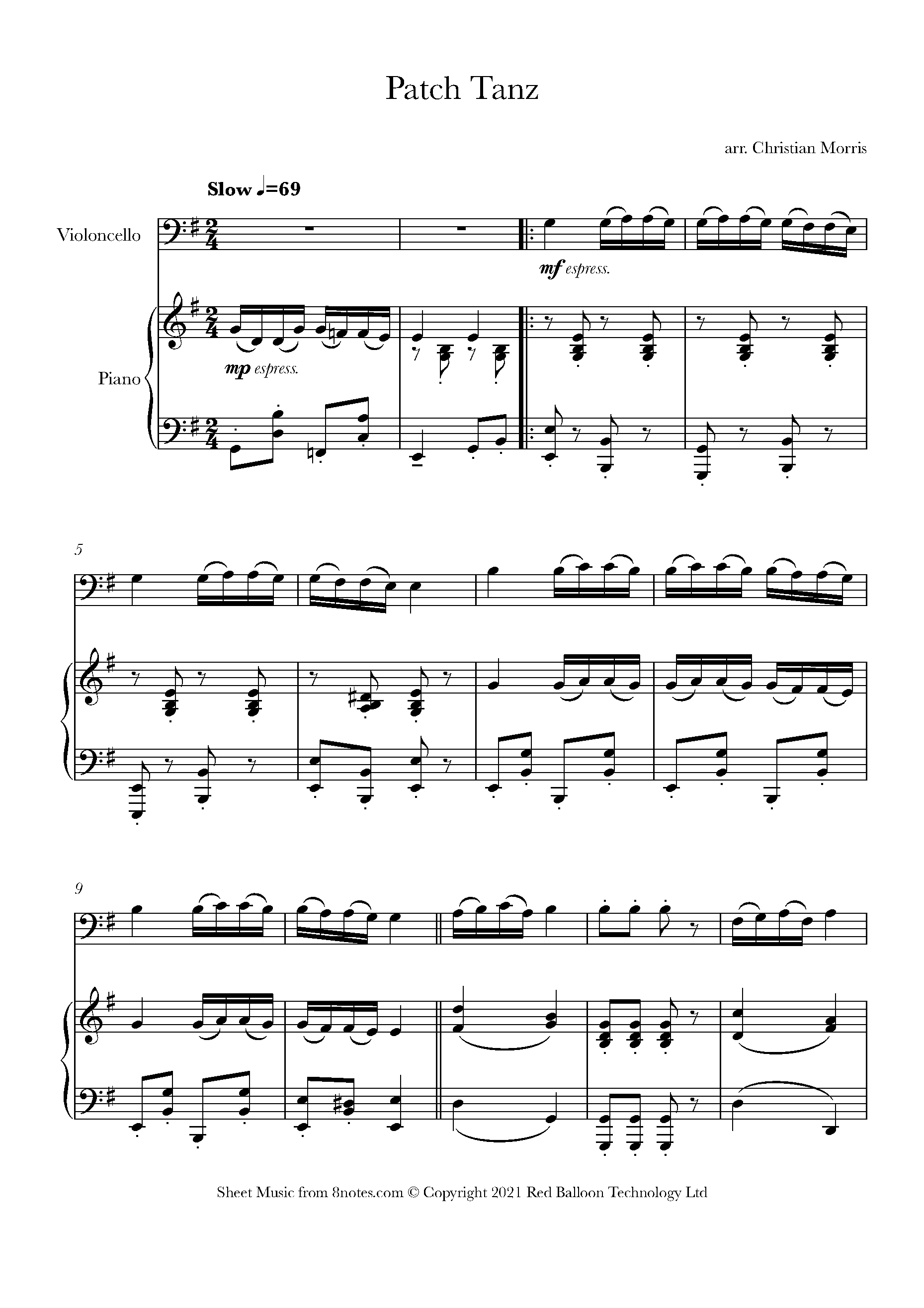 Patch Tanz (Klezmer) Sheet music for Cello - 8notes.com