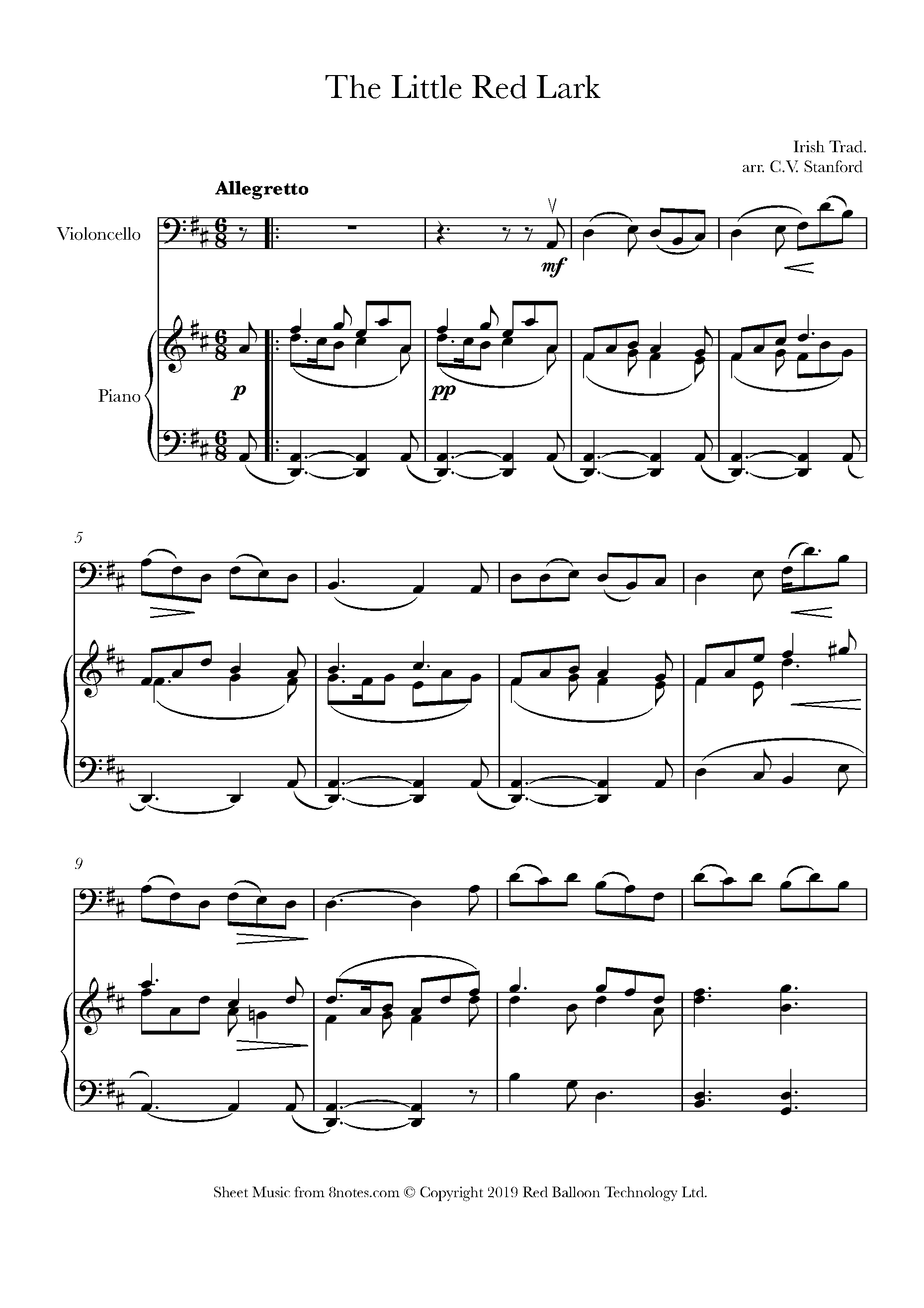 Charles Stanford - The Little Red Lark (Irish Folk Song) Sheet music ...