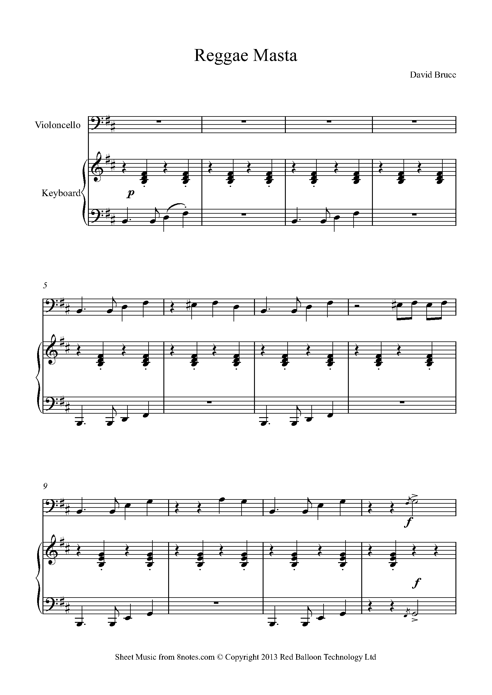 David Bruce - Reggae Masta Sheet music for Cello - 8notes.com