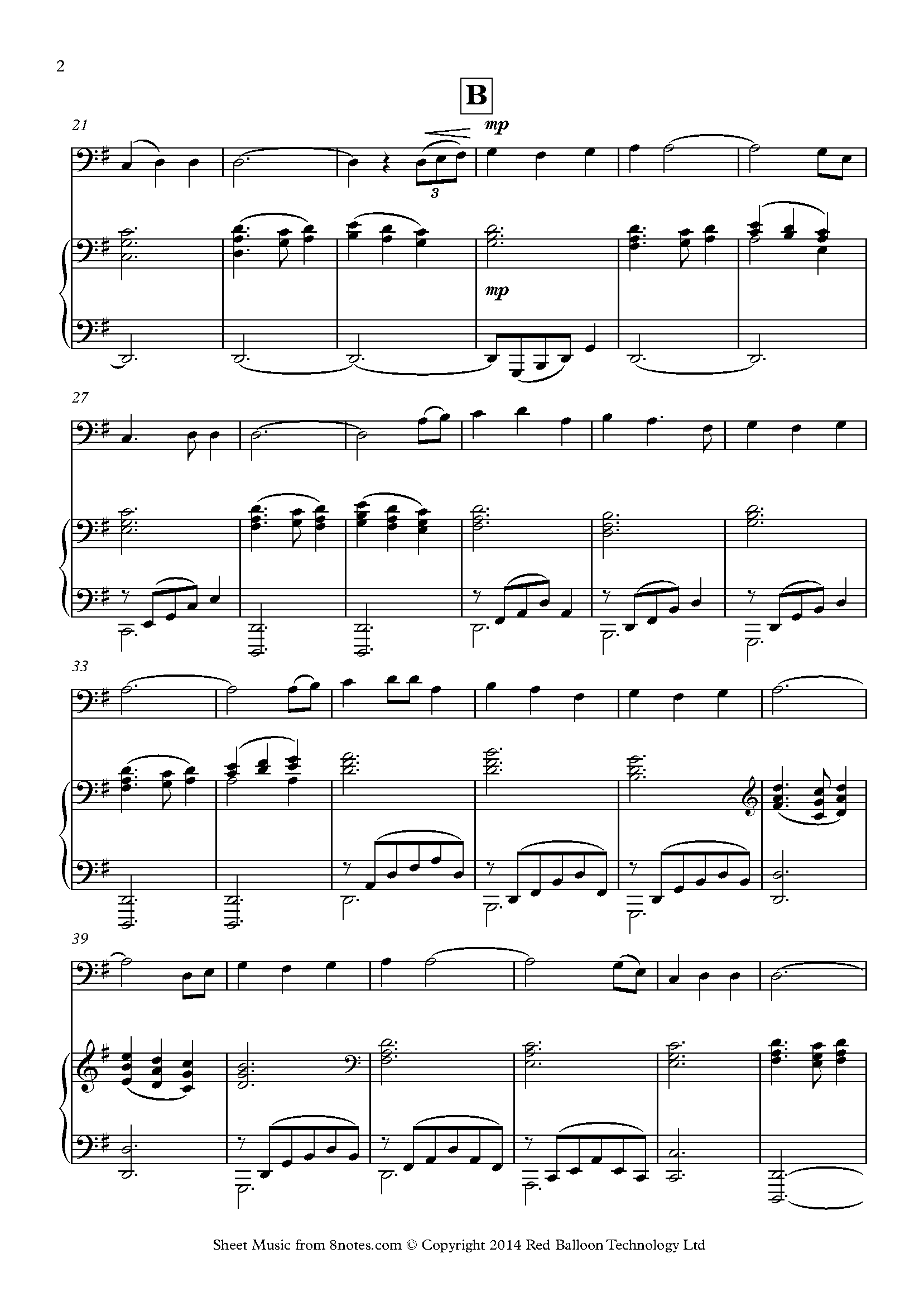 She Moved Through the Fair (Irish trad.) Sheet music for Cello - 8notes.com