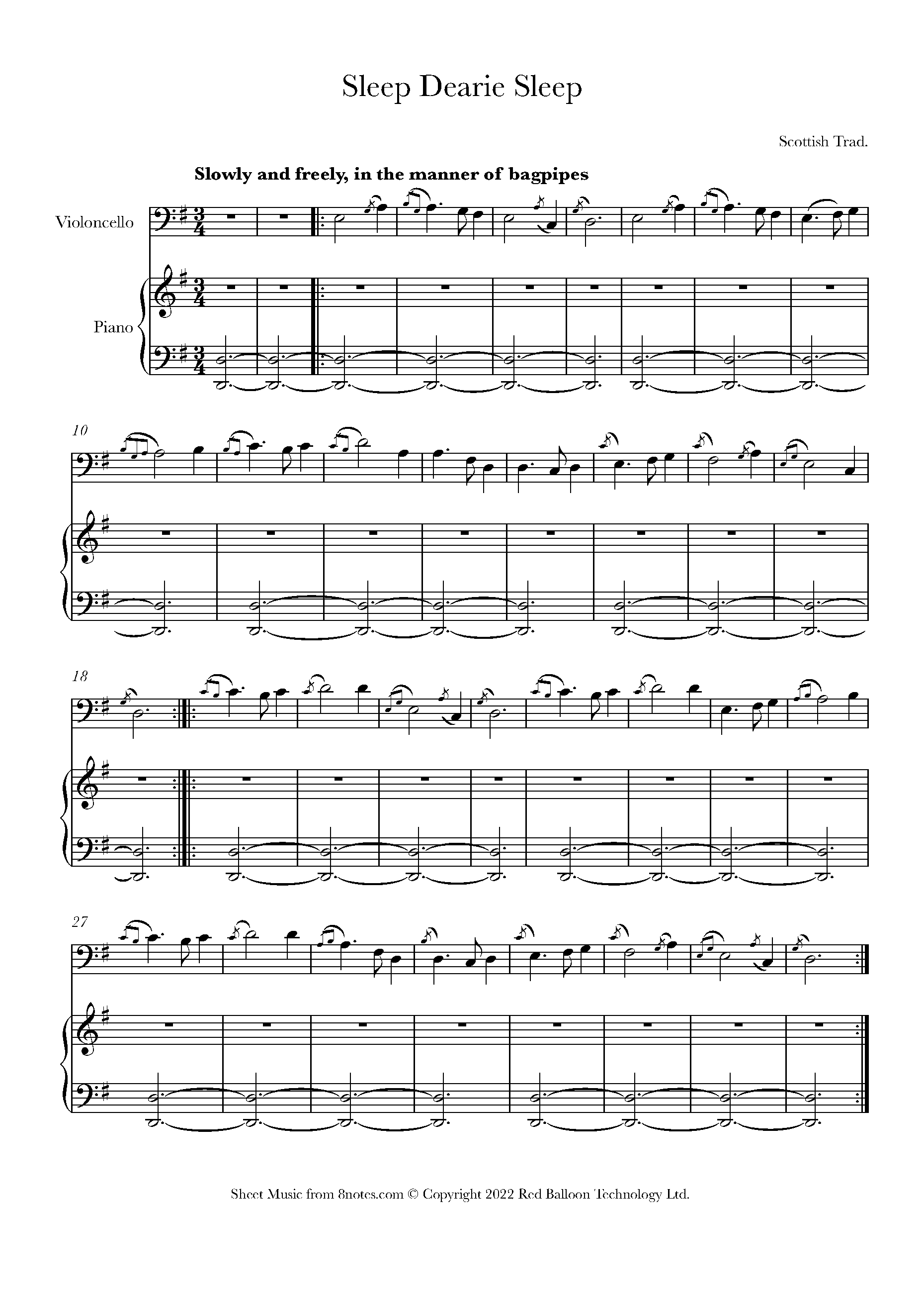 Sleep Dearie Sleep (as used in the funeral of Queen Elizabeth II) Sheet ...