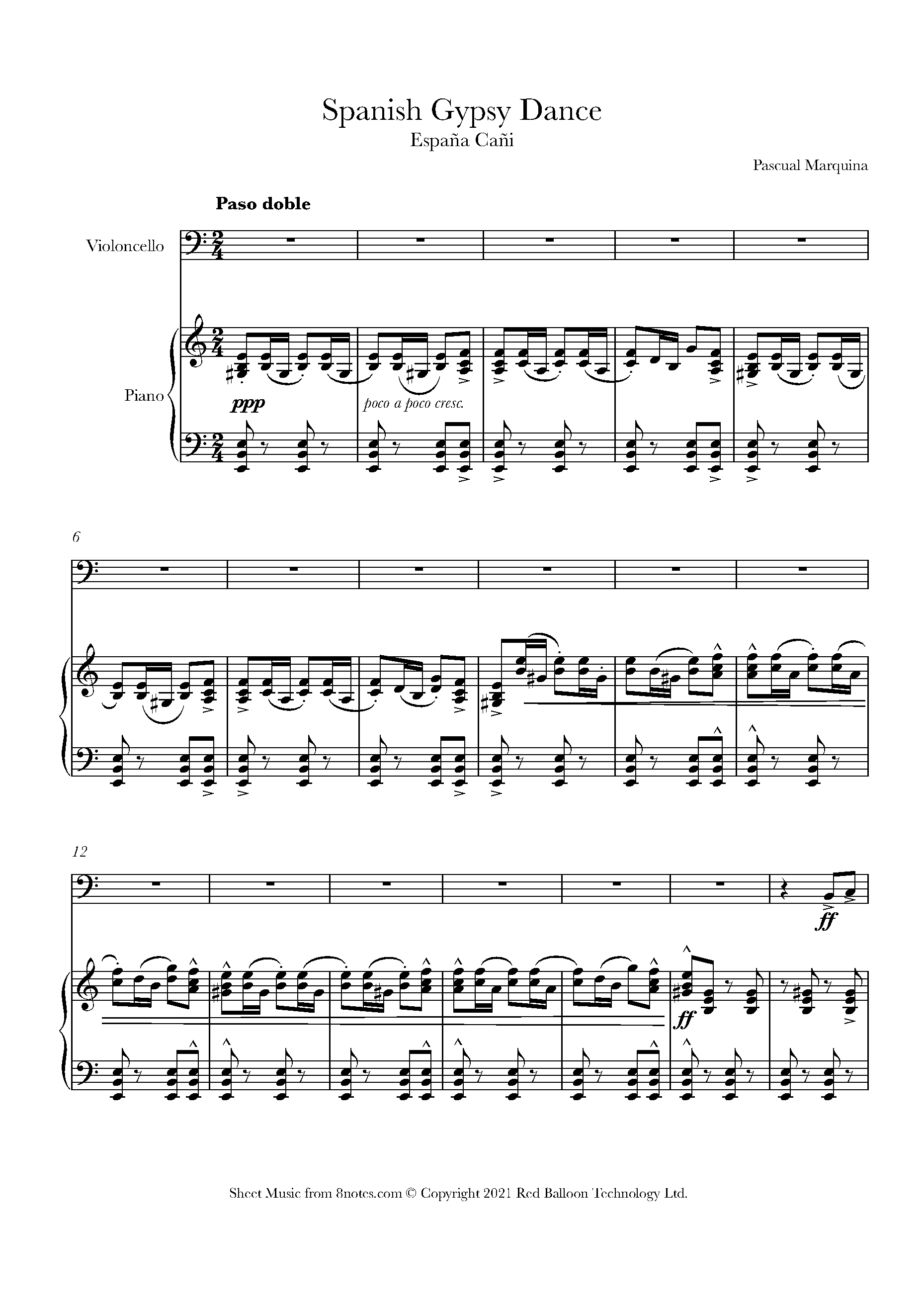 Marquina Narro - Spanish Gypsy Dance (Espana Cani) Sheet music for ...