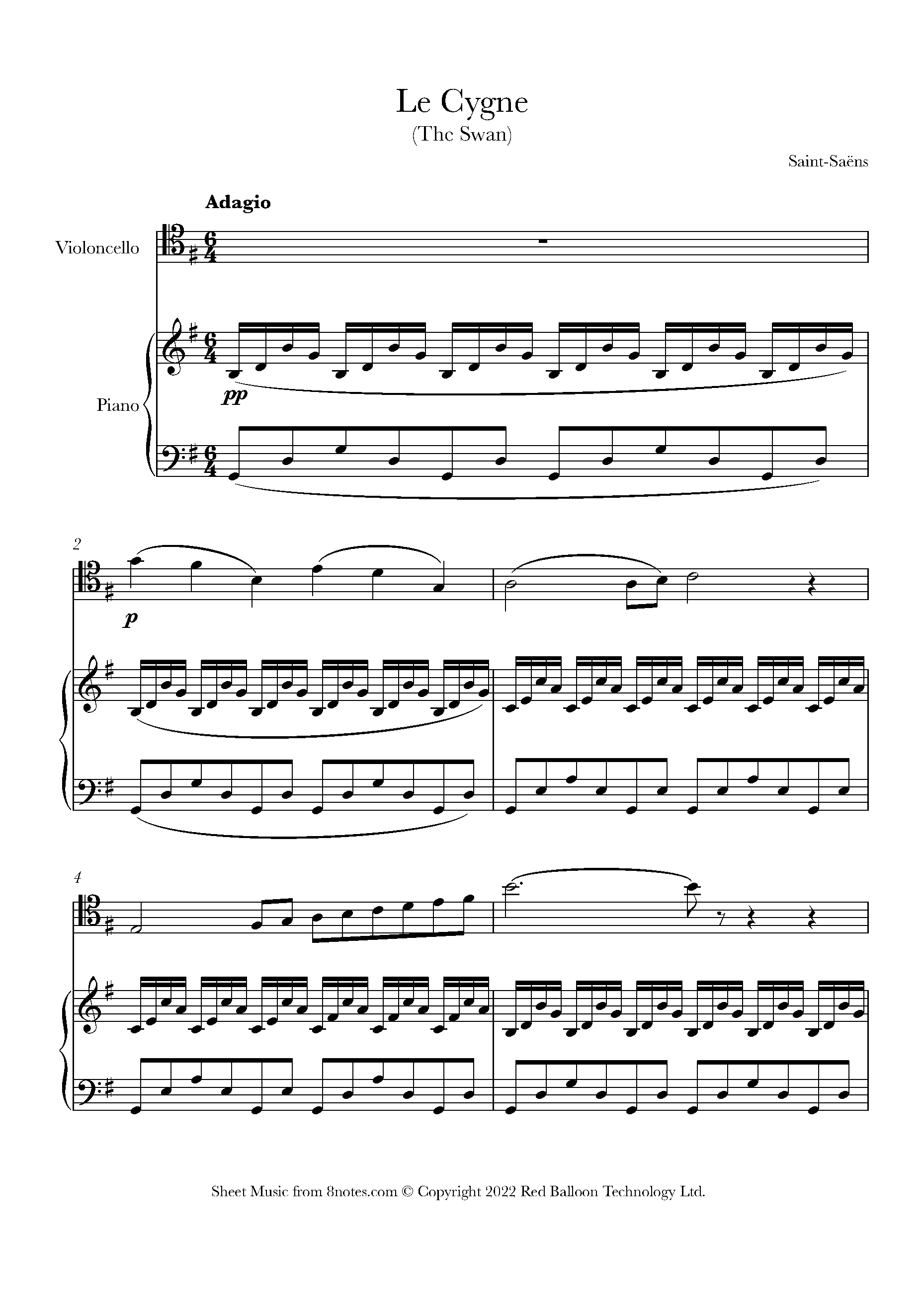 Saint-Saëns - The Swan from Carnival of the Animals (Original Version ...