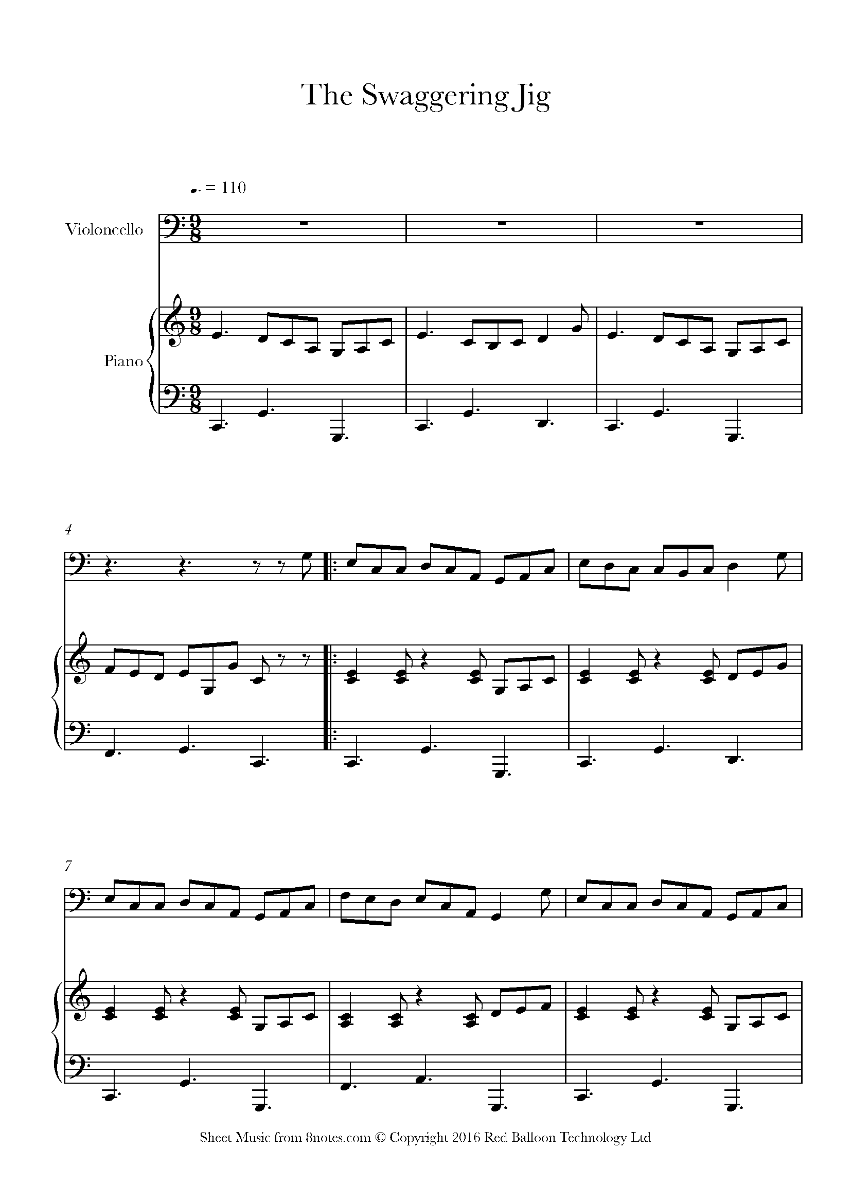 Swaggering Jig Sheet music for Cello - 8notes.com
