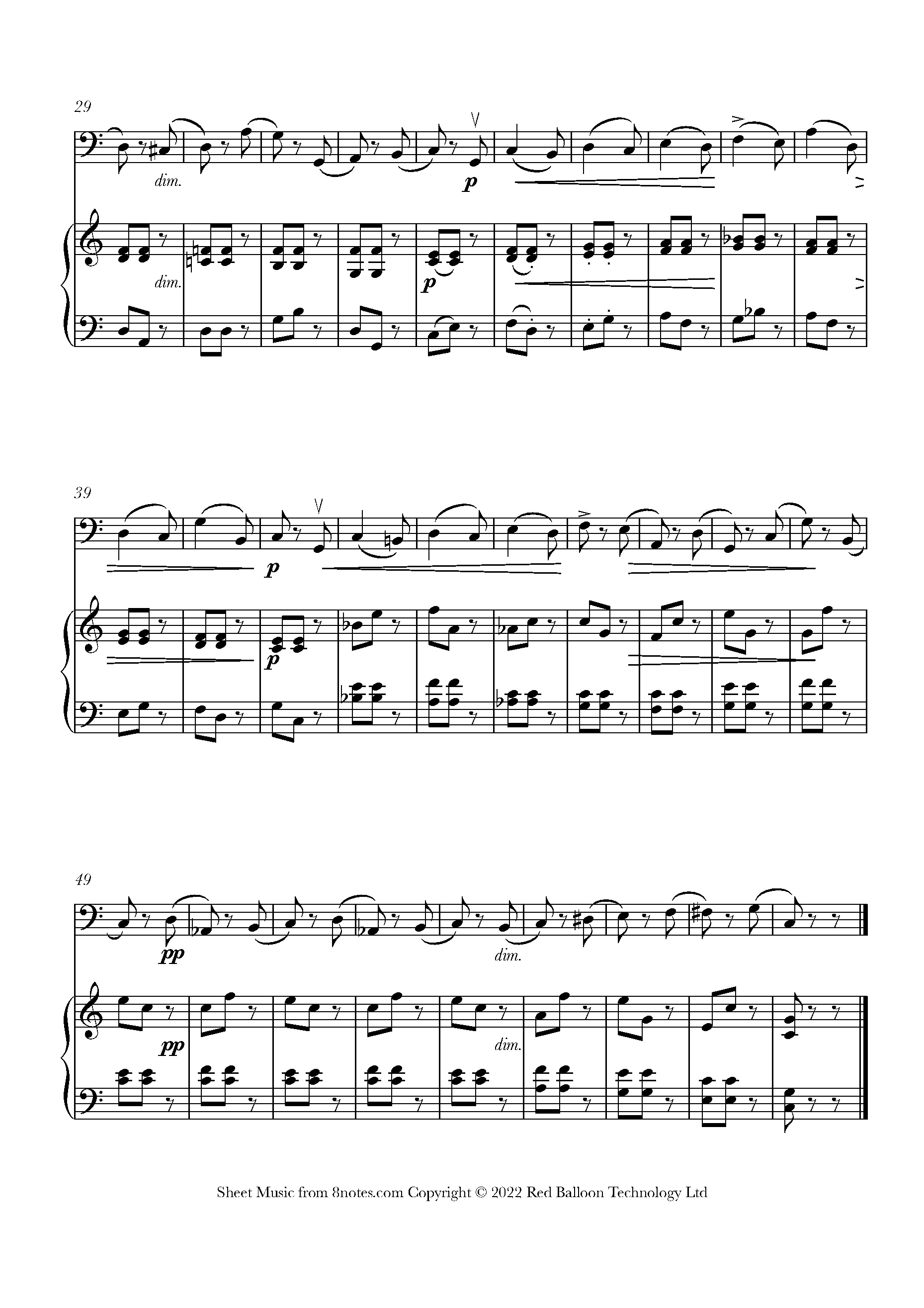 Tchaikovsky - The New Doll Op. 39, No. 6 Sheet music for Cello - 8notes.com