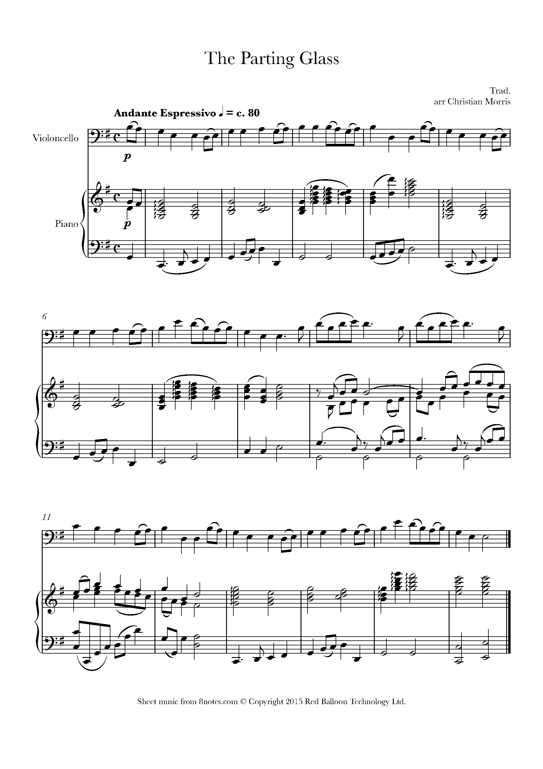 The Parting Glass Sheet music for Cello - 8notes.com