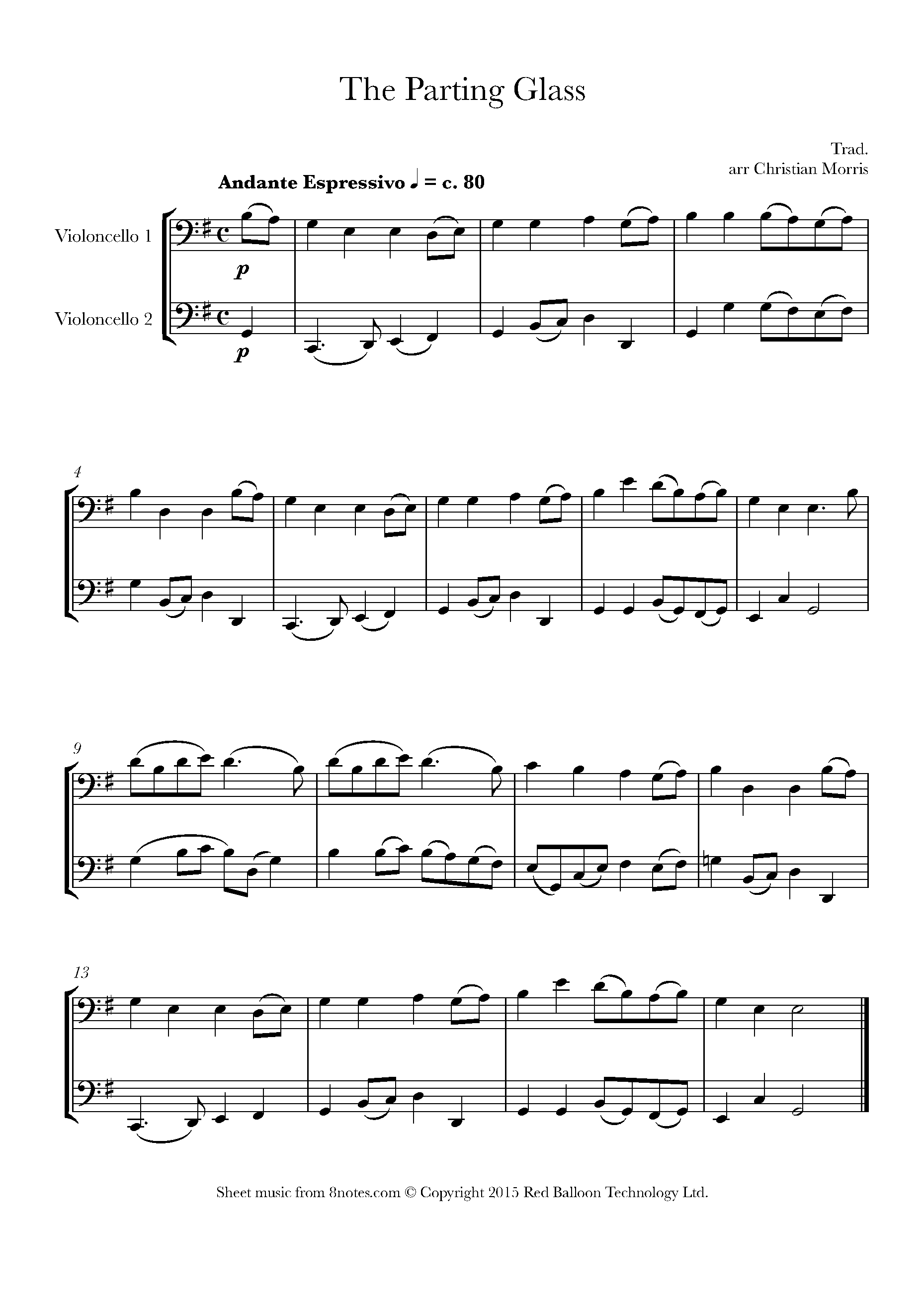 The Parting Glass for Cello Duet - Free Sheet music for Cello Duet ...