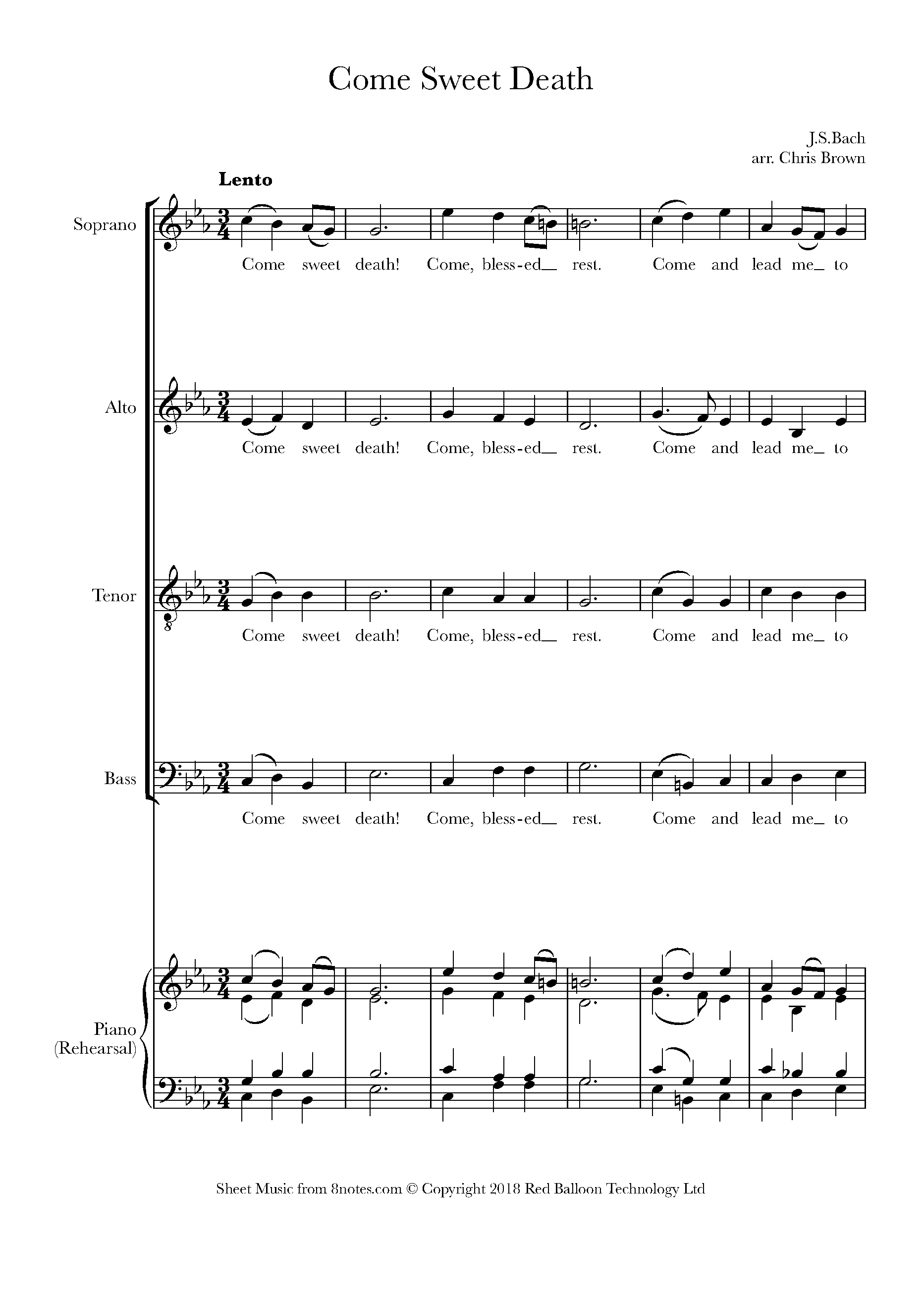Bach, Johann Sebastian - Come Sweet Death Sheet music for Choir ...