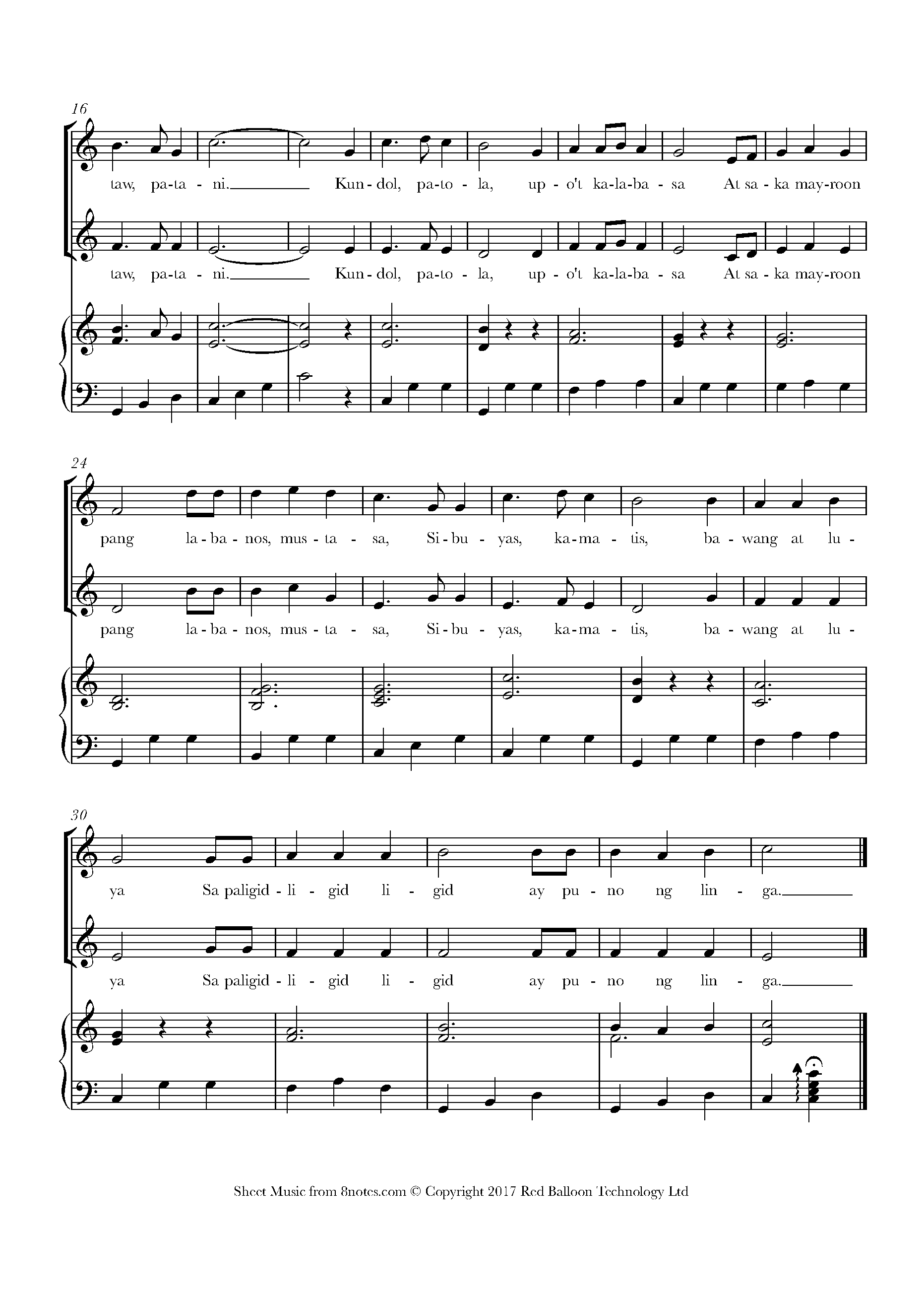 Bahay Kubo (Nipa Hut) Sheet music for Choir - 8notes.com