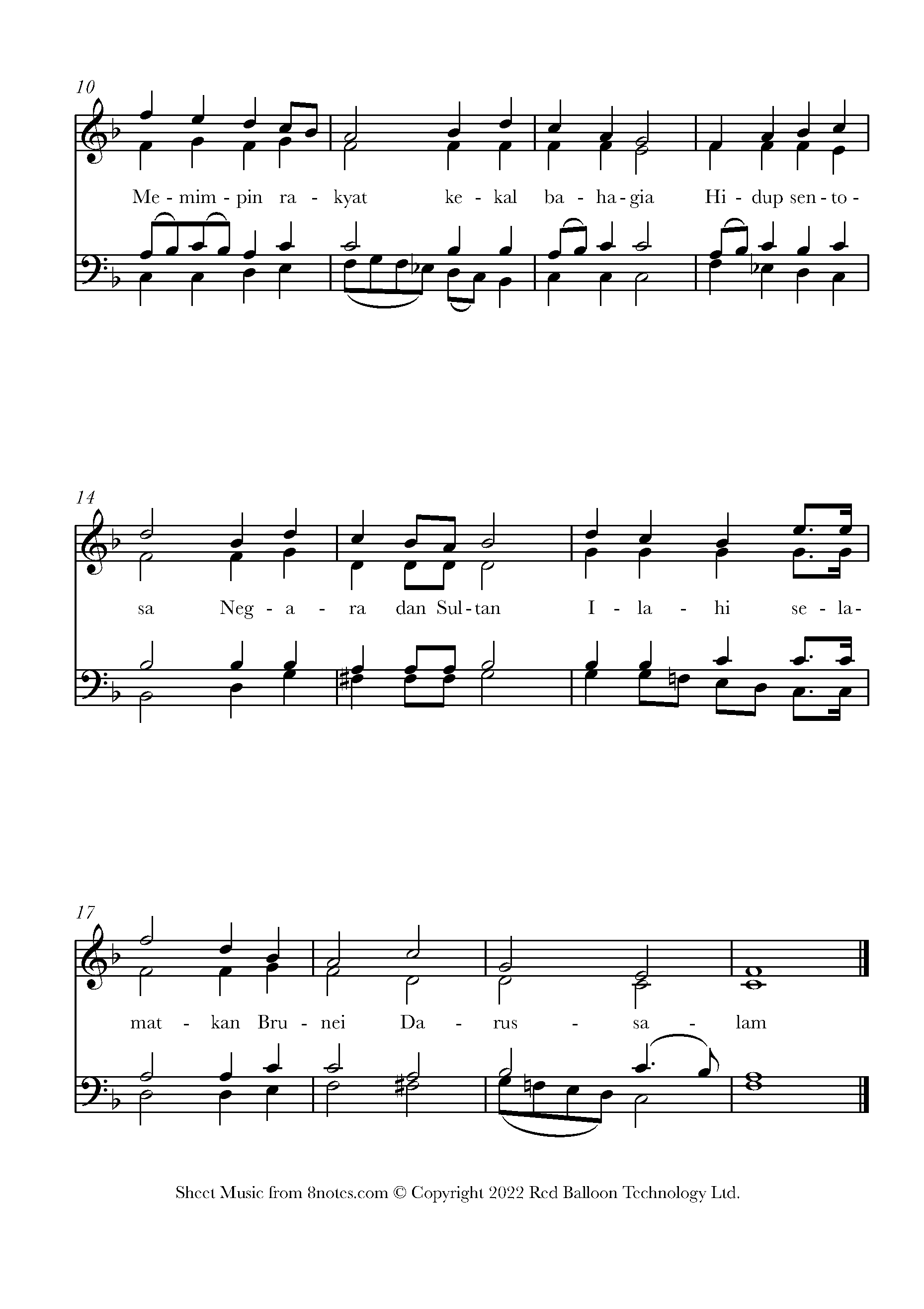 Allah Peliharakan Sultan, National Anthem of Brunei Sheet music for ...