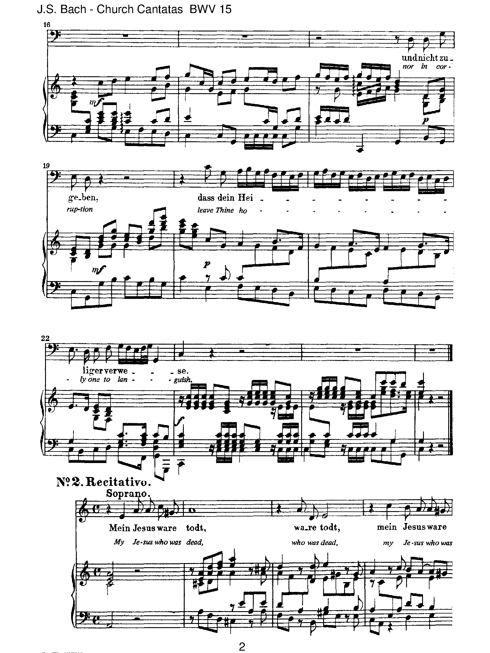 Bach, Johann Sebastian - Church Cantatas - BWV 15 Denn du wirst meine Seele (Spurious, by J.L ...