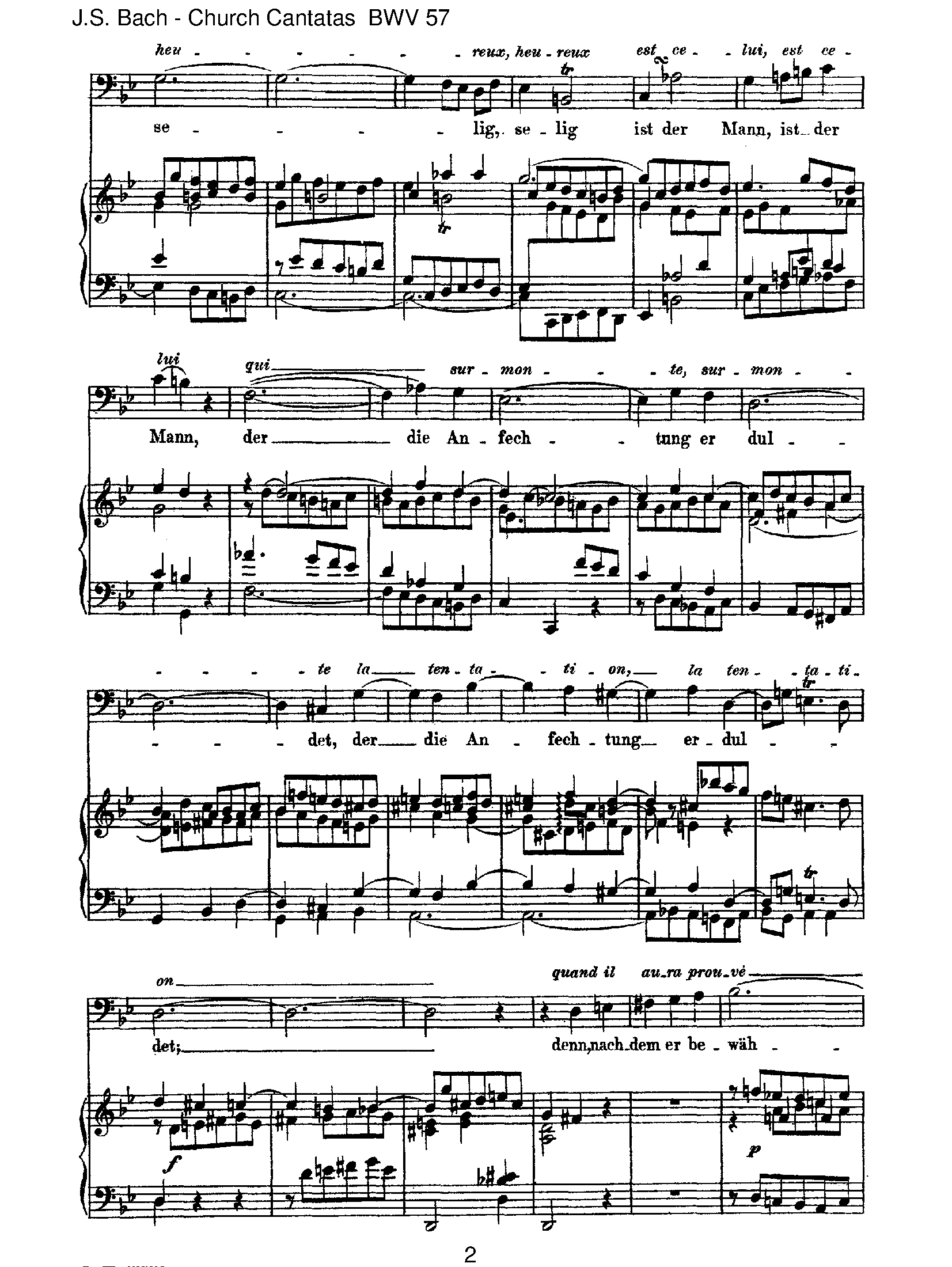 Bach, Johann Sebastian - Church Cantatas - BWV 57 Selig ist der Mann Sheet music for Choir ...
