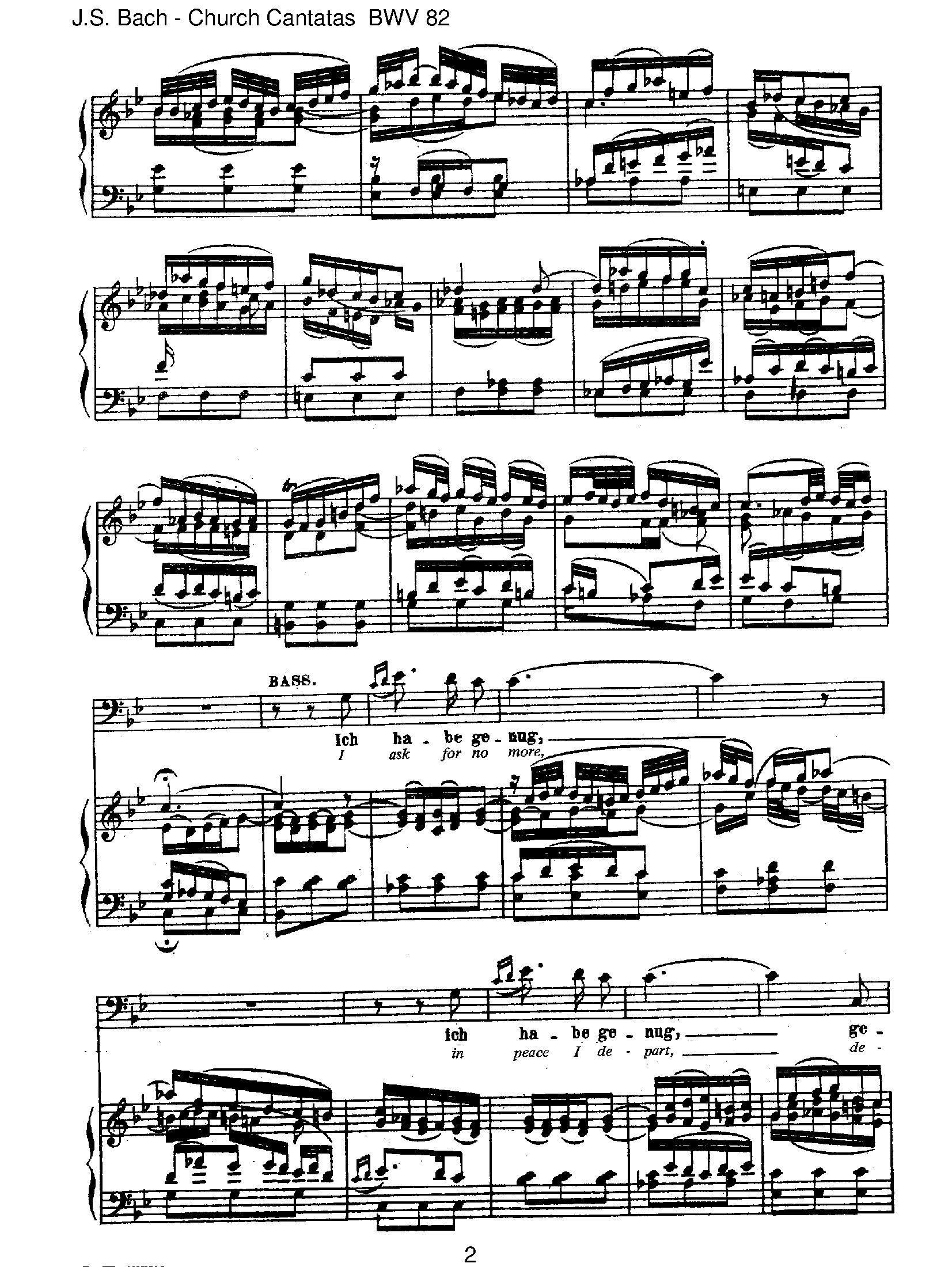 Bach - Church Cantatas - BWV 82 Ich habe genung Sheet music for Choir ...