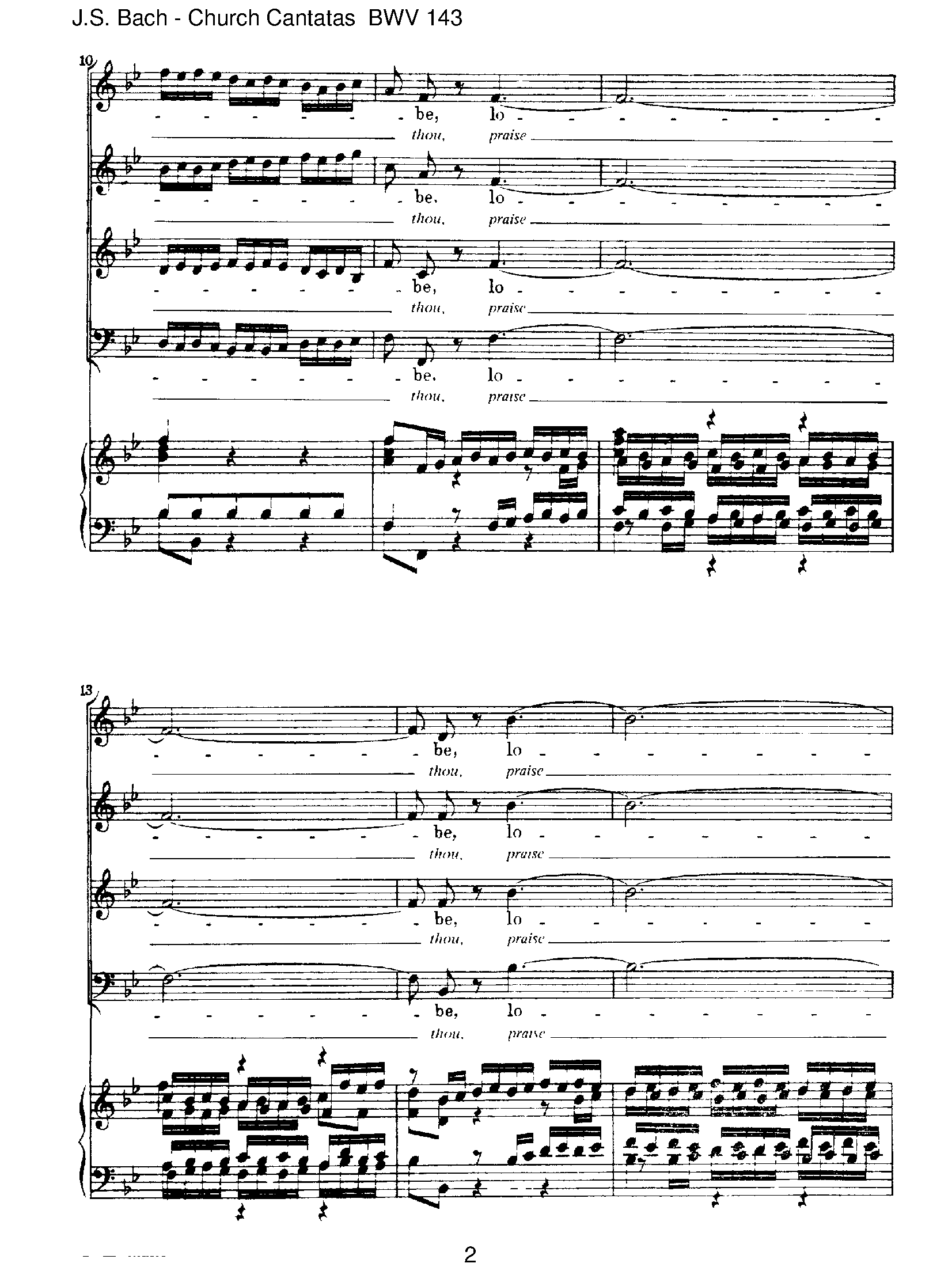Bach, Johann Sebastian - Church Cantatas - BWV 143 Lobe den Herrn, meine Seele Sheet music for ...
