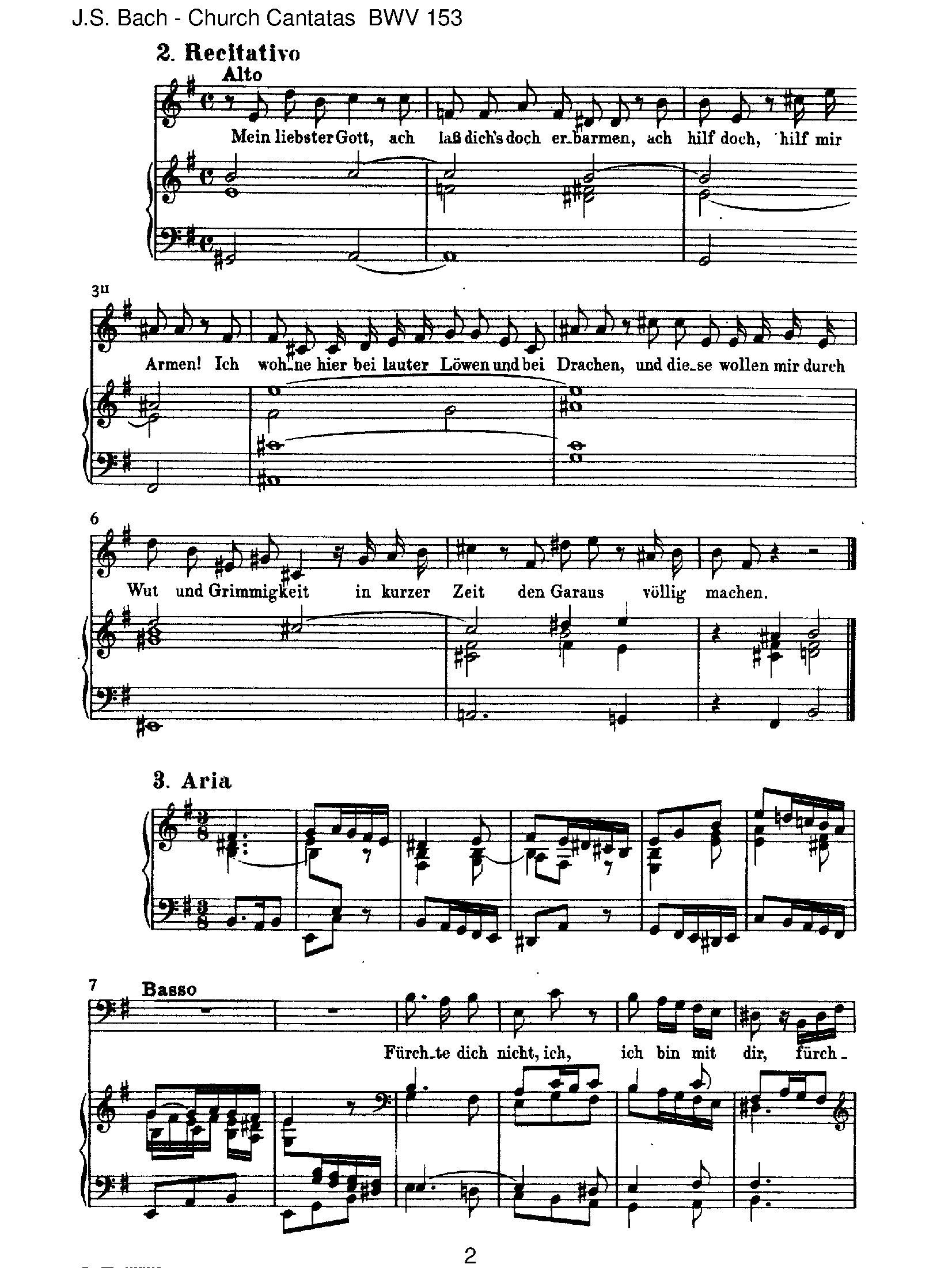 Bach, Johann Sebastian - Church Cantatas - BWV 153 Schau, lieber Gott, wie meine Feind Sheet ...