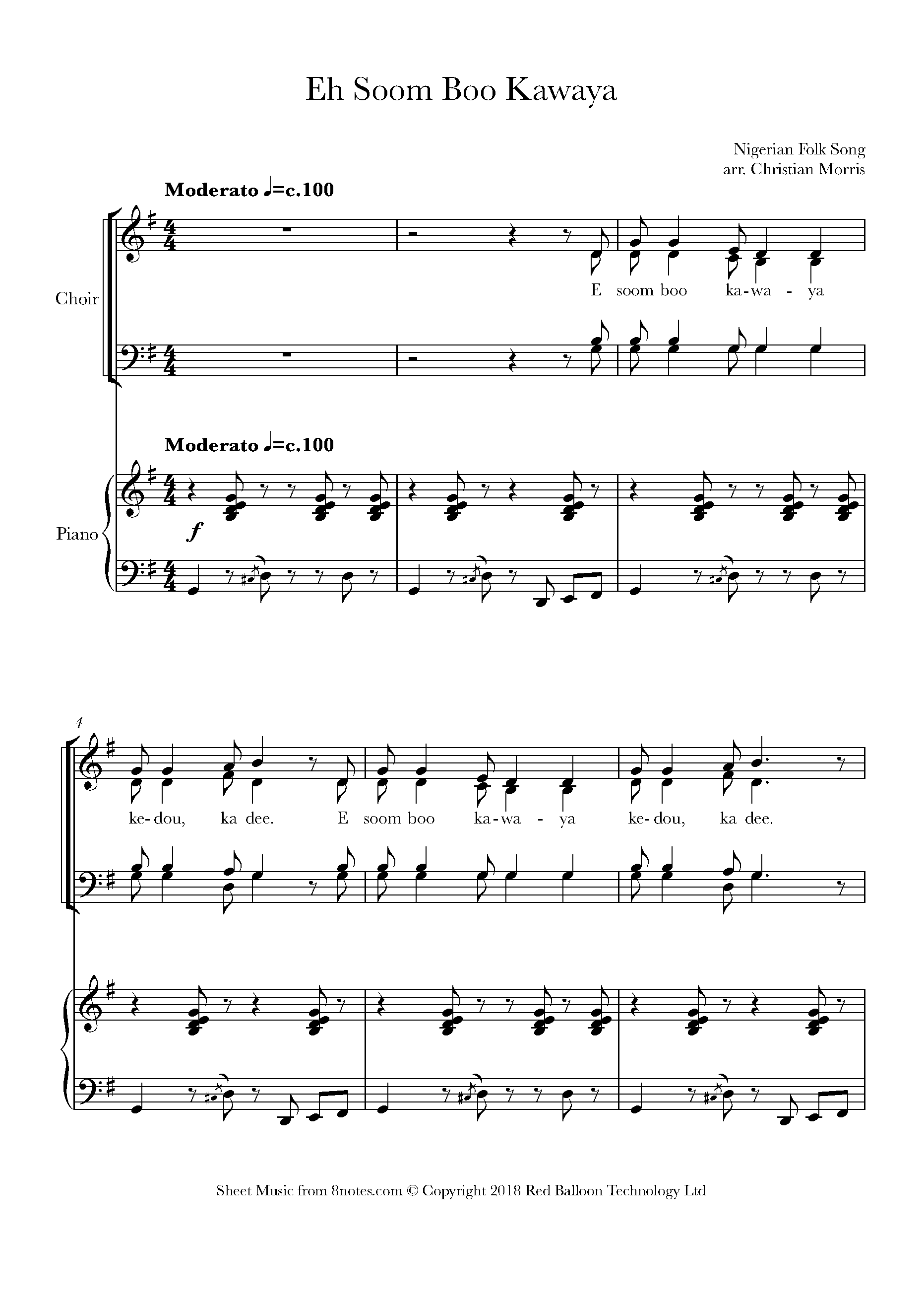 Eh Soom Boo Kawaya Sheet music for Choir - 8notes.com