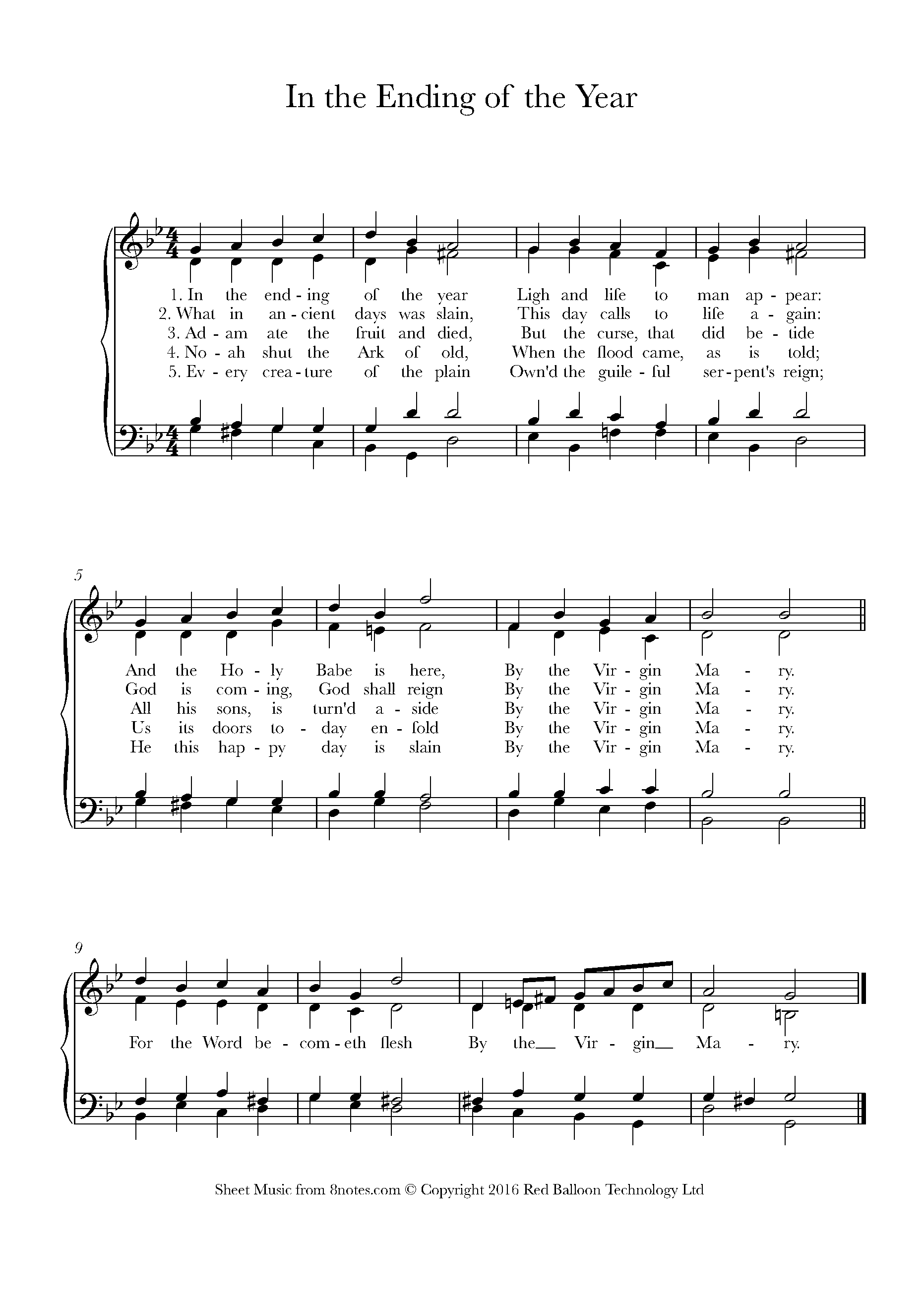 In the Ending of the Year Sheet music for Choir - 8notes.com