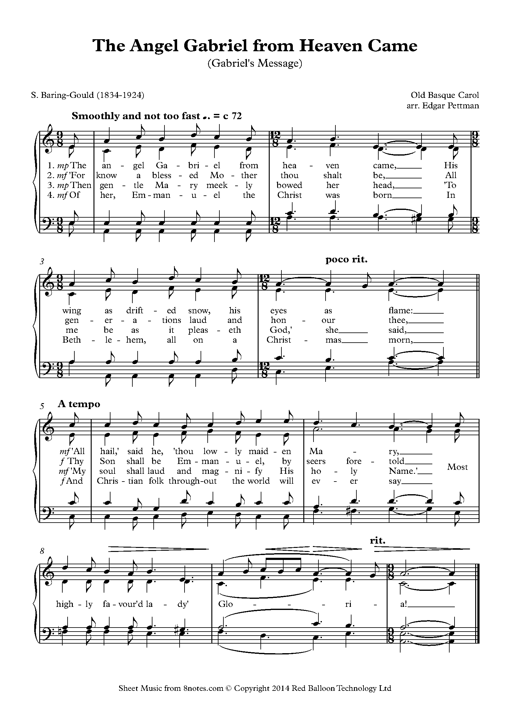 The Angel Gabriel from Heaven Came (Gabriel's Message) (trad. Basque ...