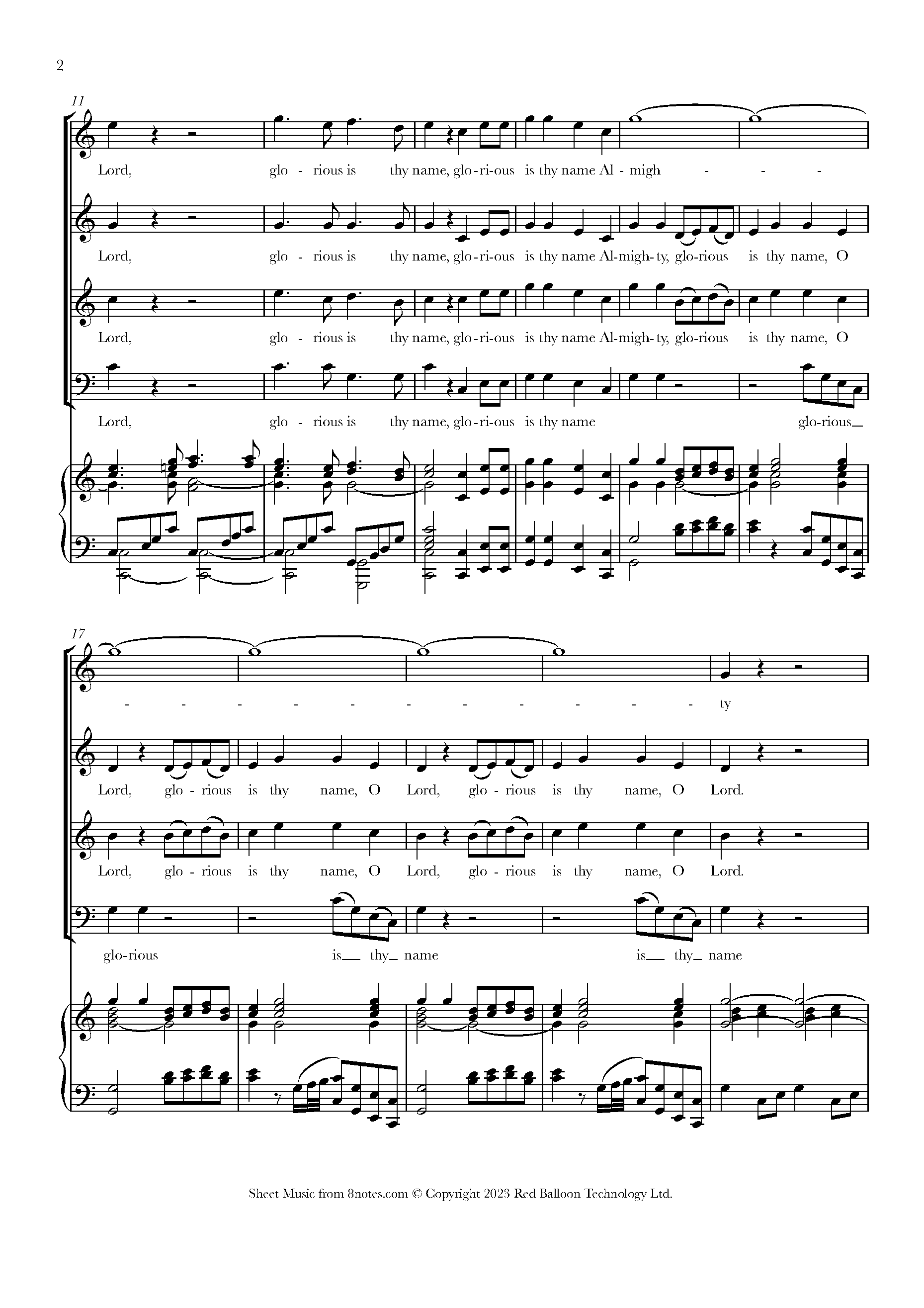 Mozart, Wolfgang Amadeus - Glorious Is Thy Name Sheet music for Choir ...