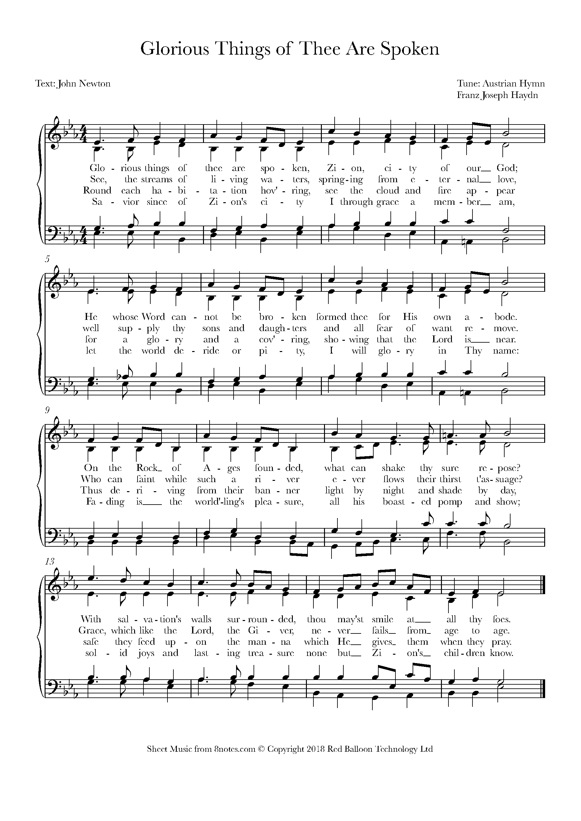 Haydn, Franz Josef - Glorious Things of Thee Are Spoken Sheet music for ...