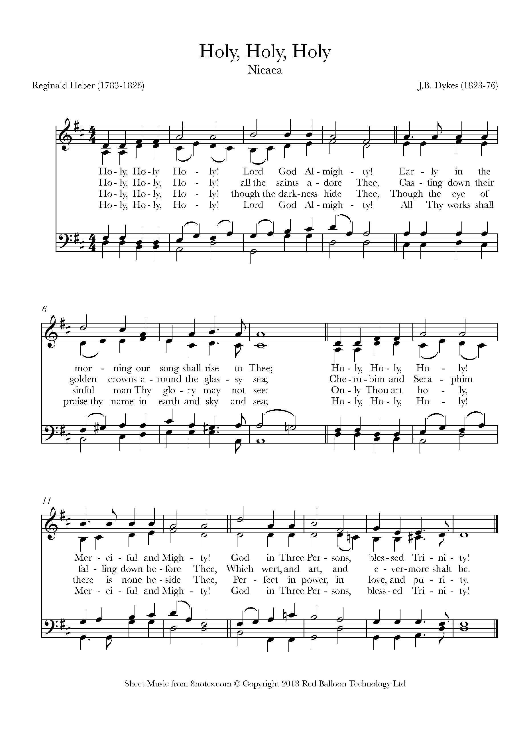 Dykes, John B. - Holy, Holy, Holy (Nicaea) Sheet music for Choir ...