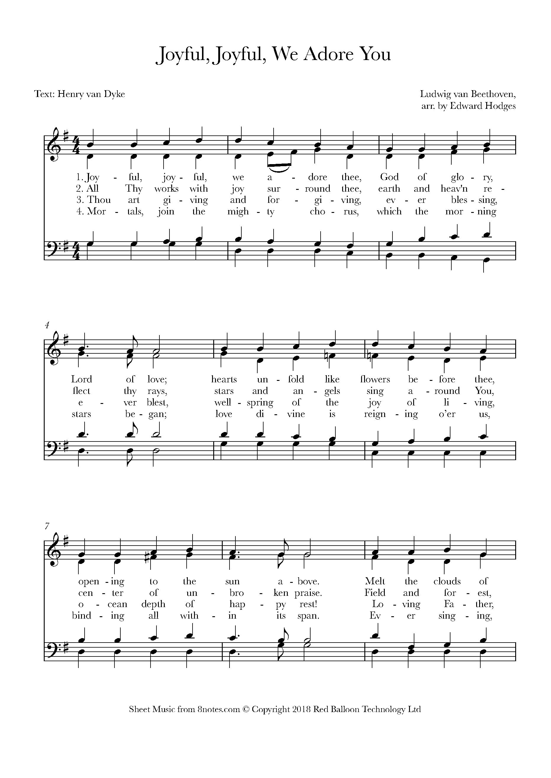 Beethoven, Ludwig van - Joyful, Joyful, We Adore You Sheet music for ...