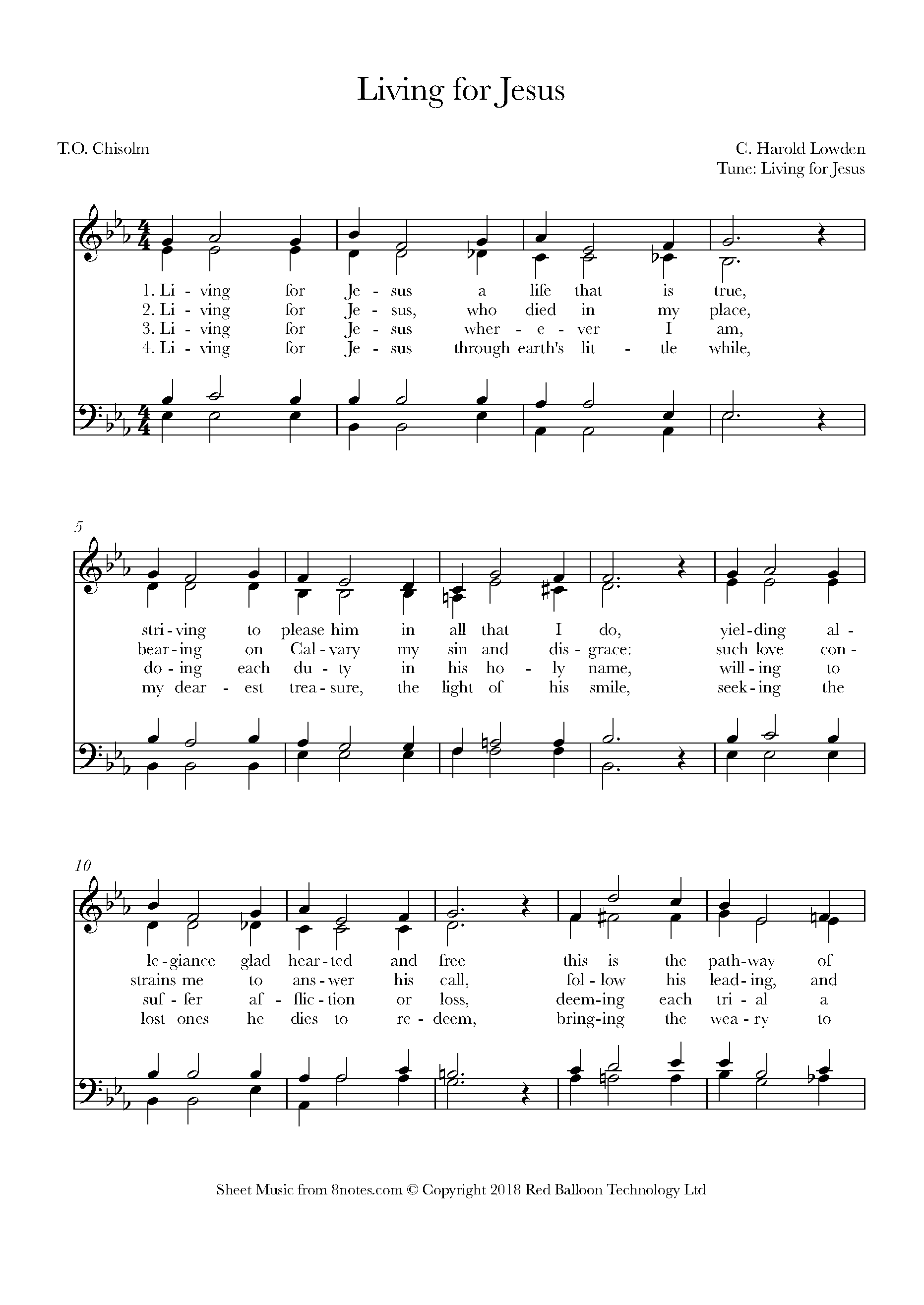 Lowden, C. Harold - Living for Jesus Sheet music for Choir - 8notes.com