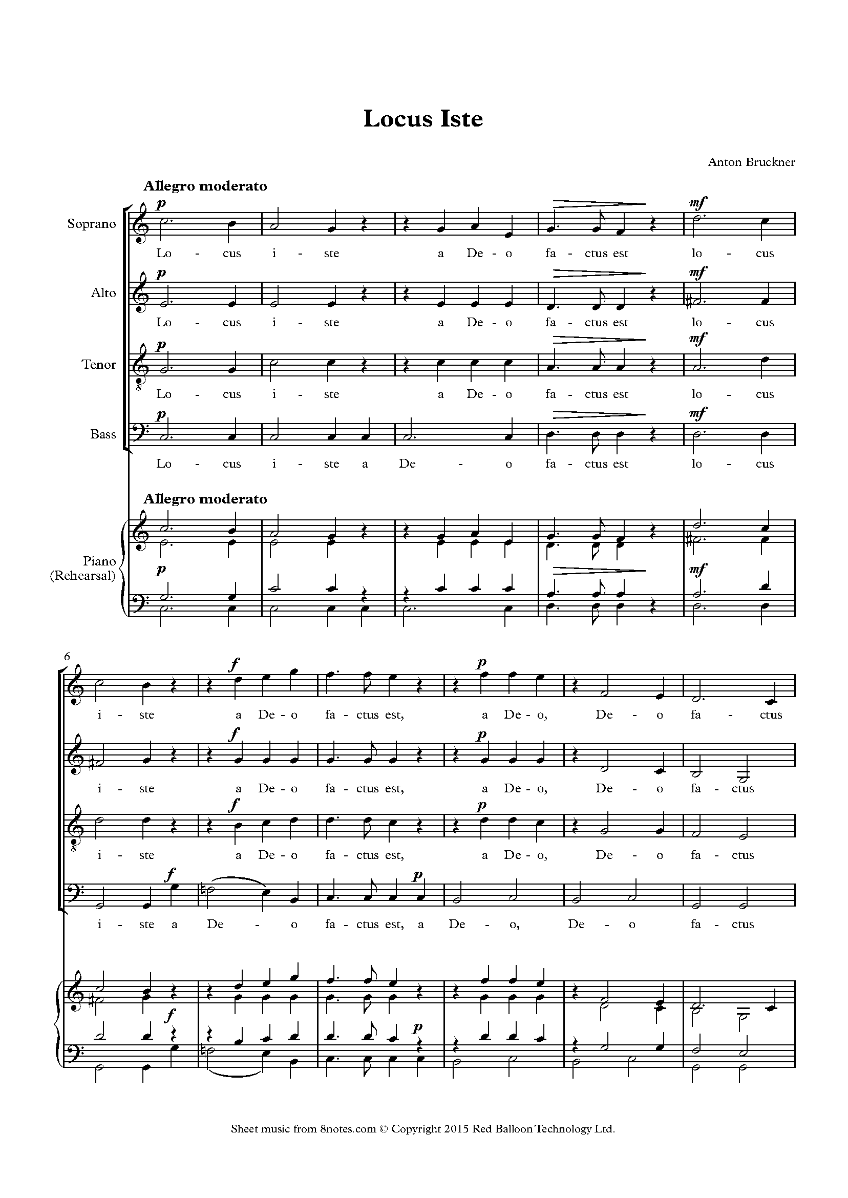 Bruckner, Anton - Locus Iste Sheet music for Choir - 8notes.com