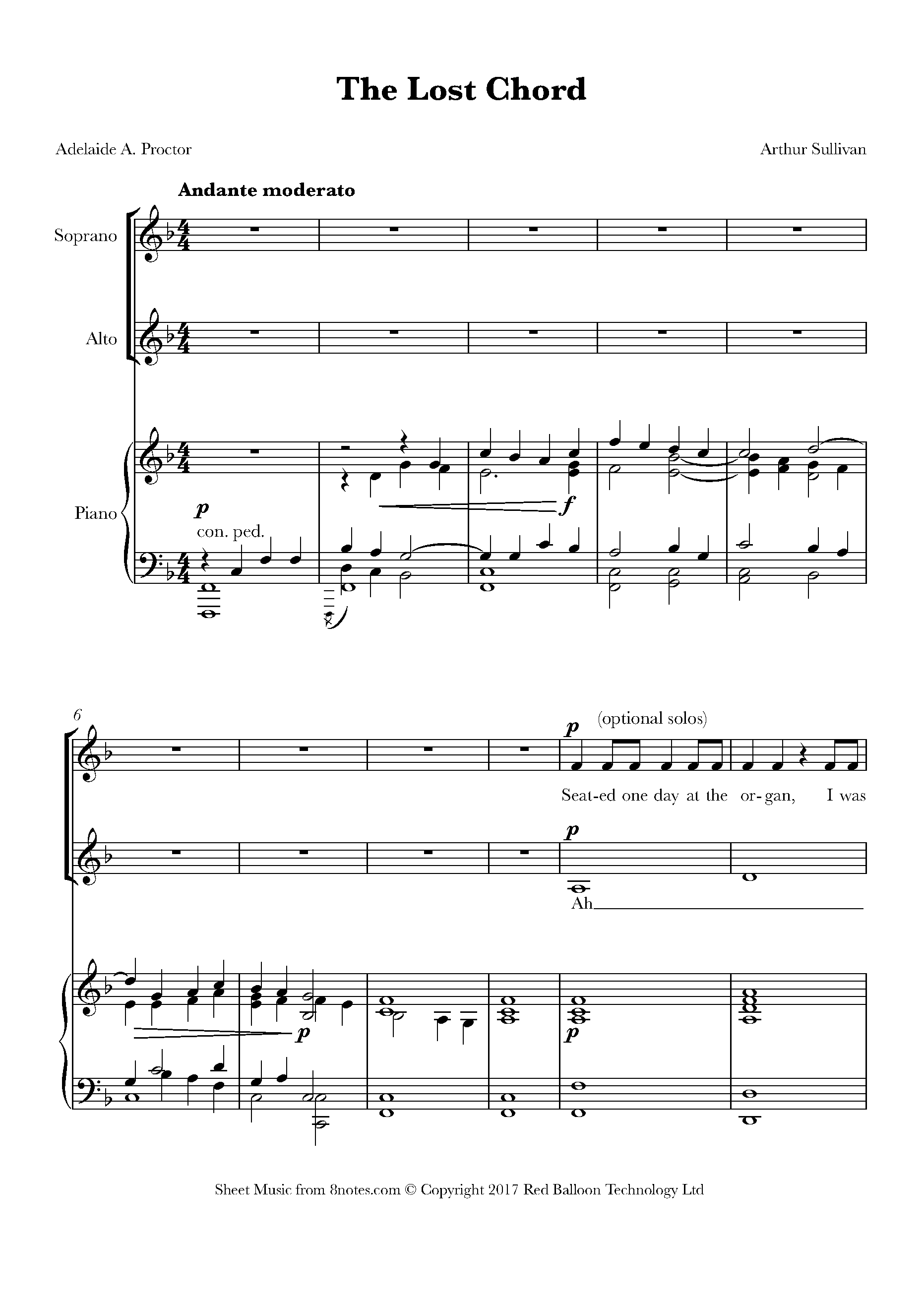 Sullivan, Arthur - The Lost Chord Sheet music for Choir - 8notes.com