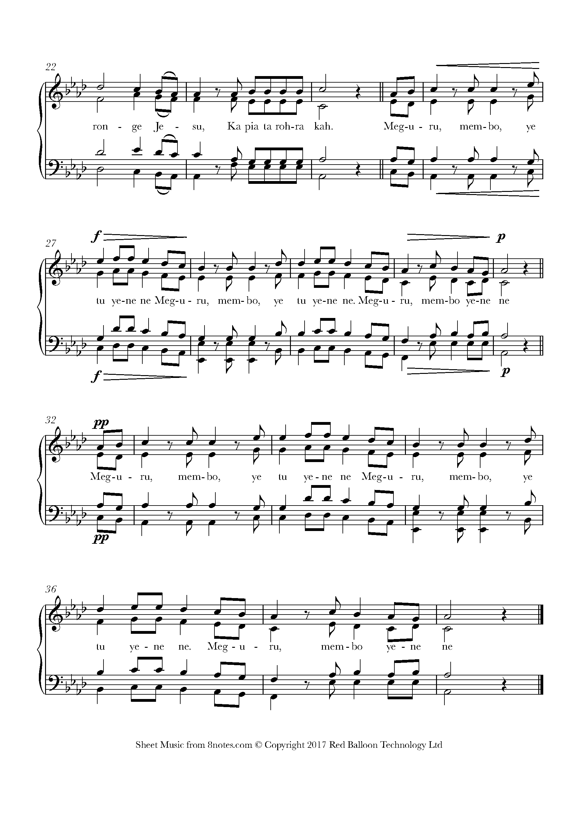 Meguru (Trad. Namibia) Sheet music for Choir - 8notes.com