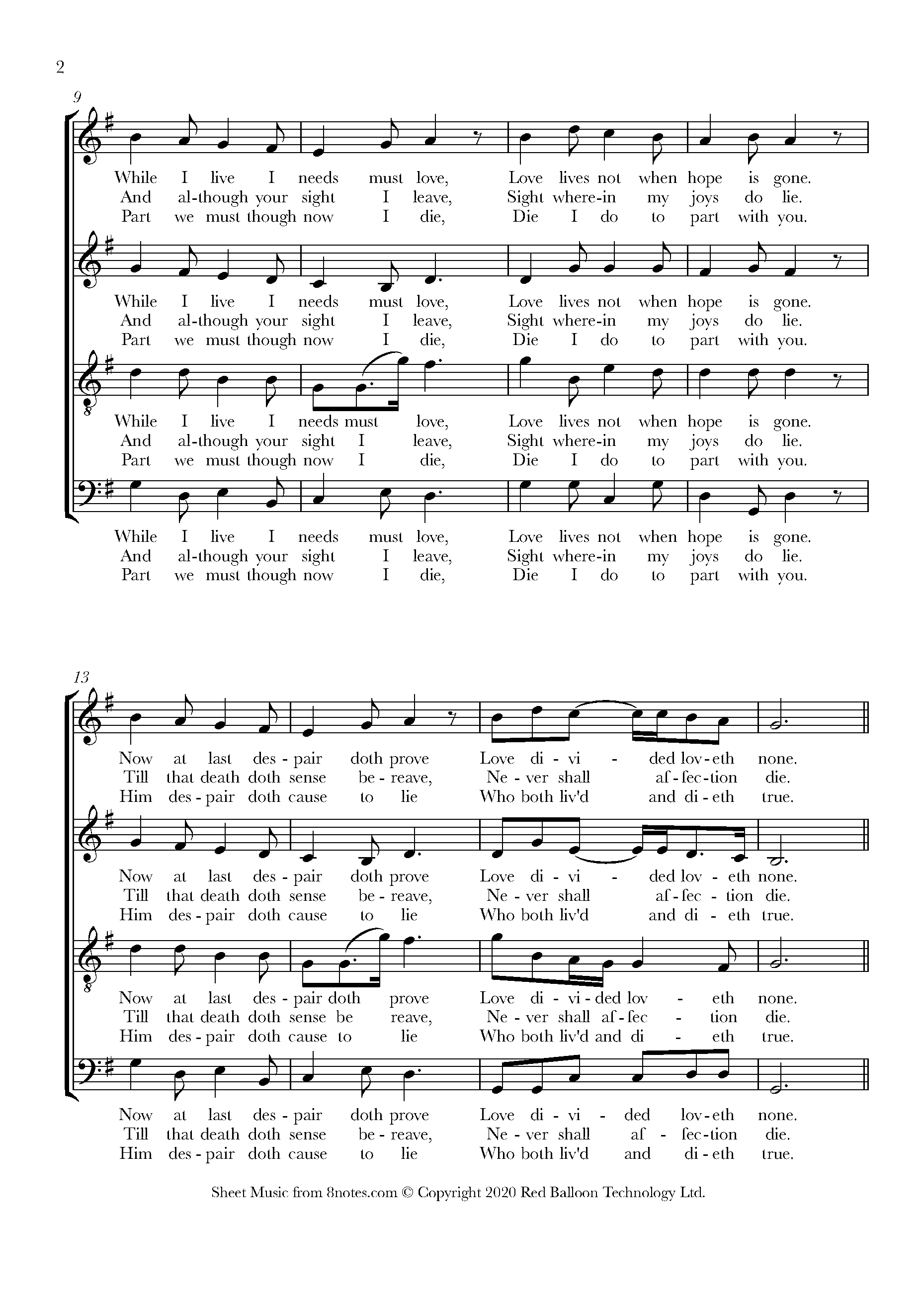 Dowland, John - Now, oh now I needs must part Sheet music for Choir ...