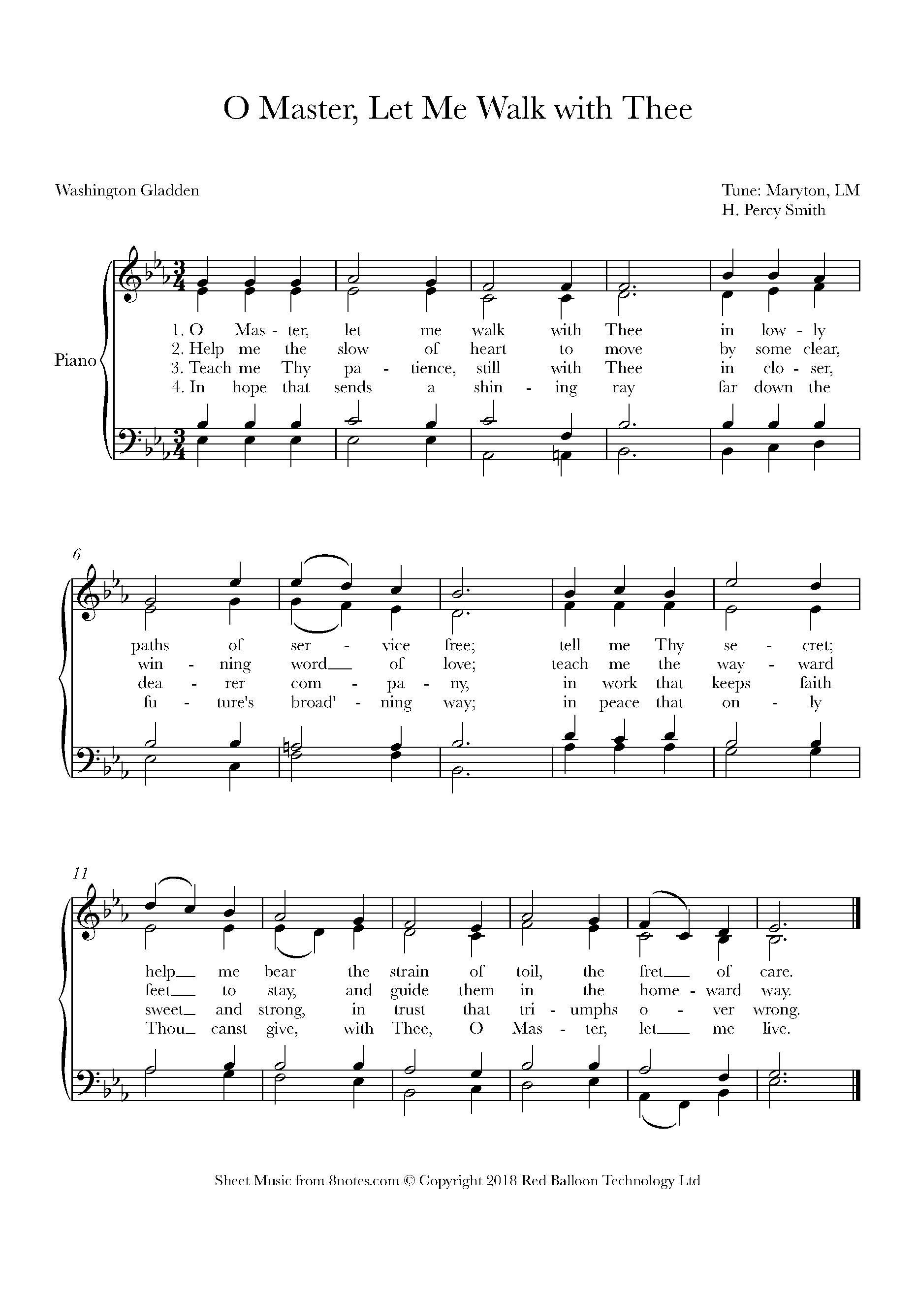 Smith, H. Percy - O Master, Let Me Walk with Thee Sheet music for Choir ...
