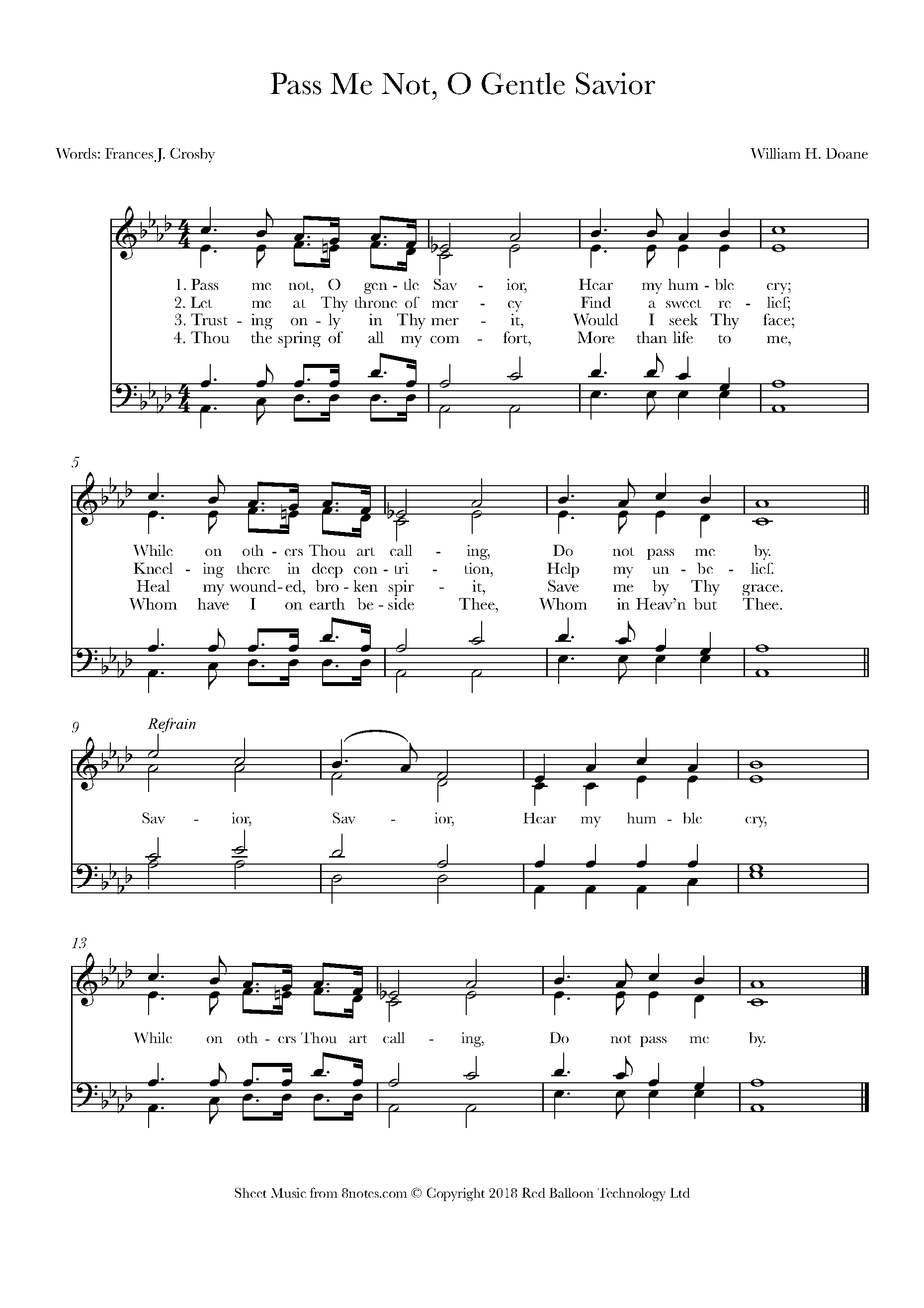 Doane, William H - Pass Me Not, O Gentle Savior Sheet music for Choir ...