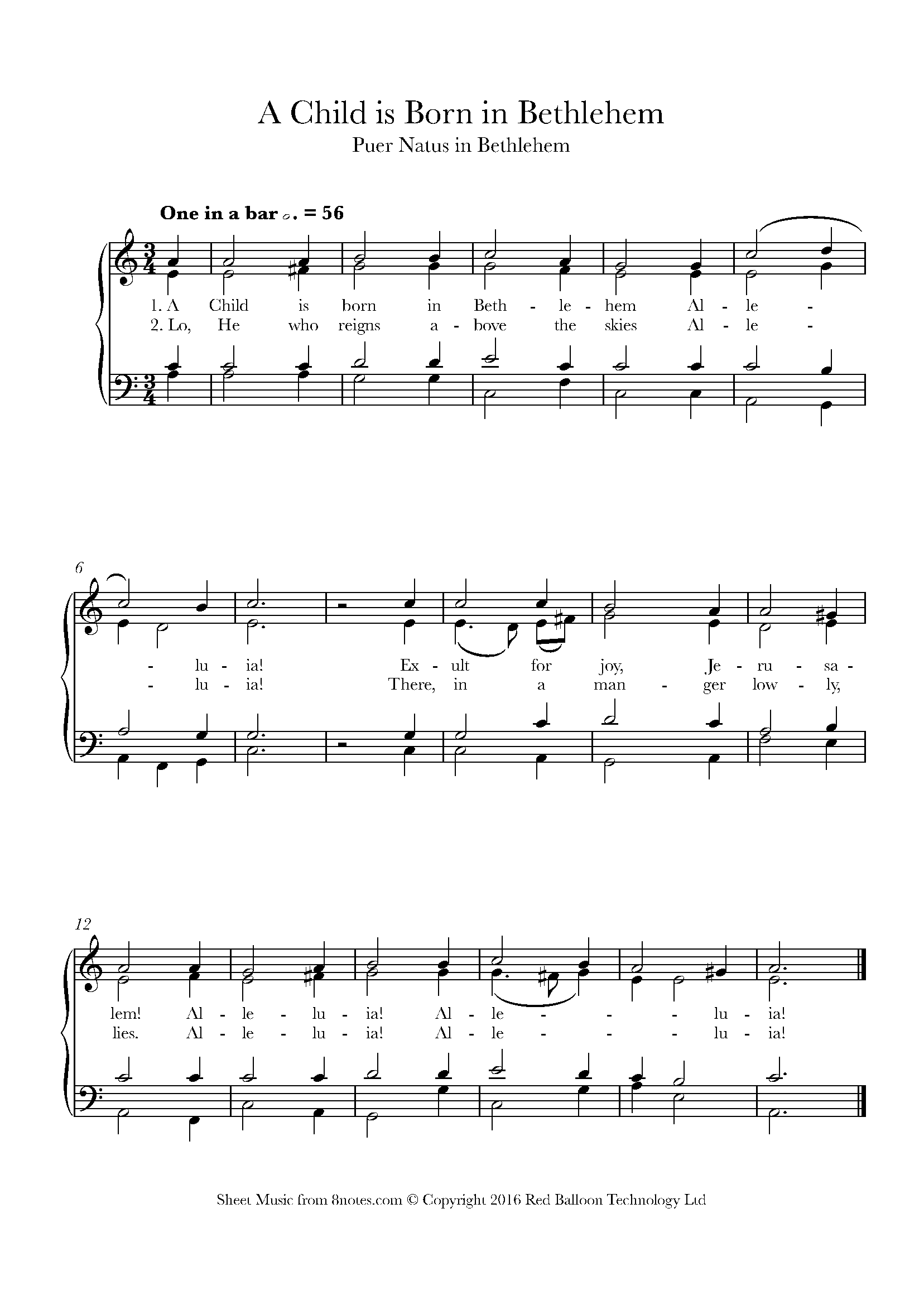 A Child is Born in Bethlehem Sheet music for Choir - 8notes.com