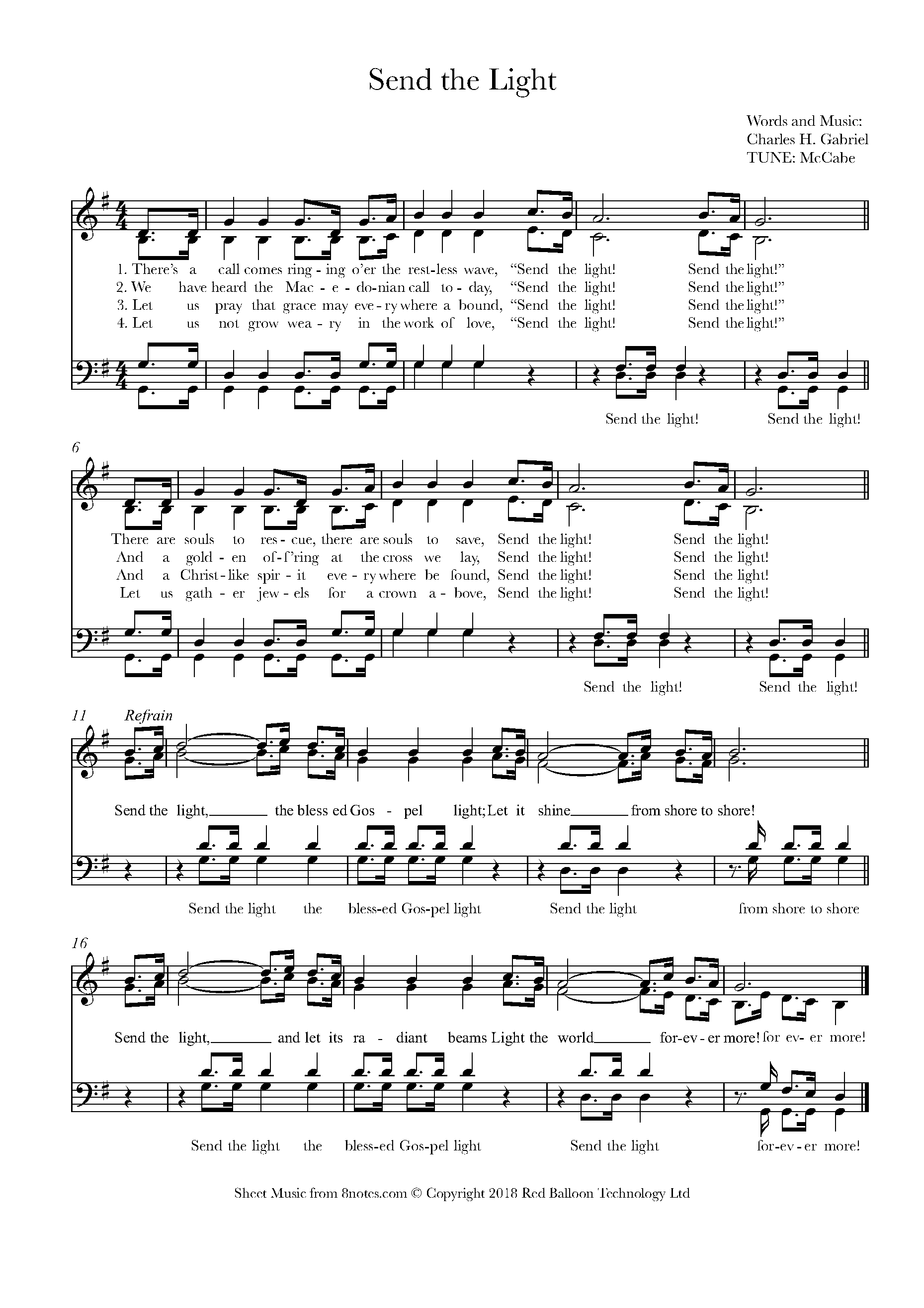 Gabriel Charles H Send The Light Sheet Music For Choir