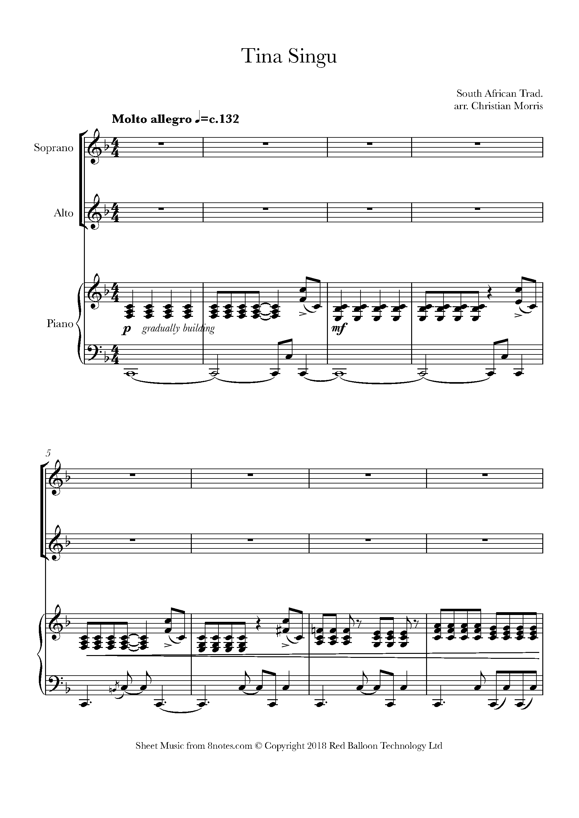 Tina Singu (South African trad.) Sheet music for Choir - 8notes.com