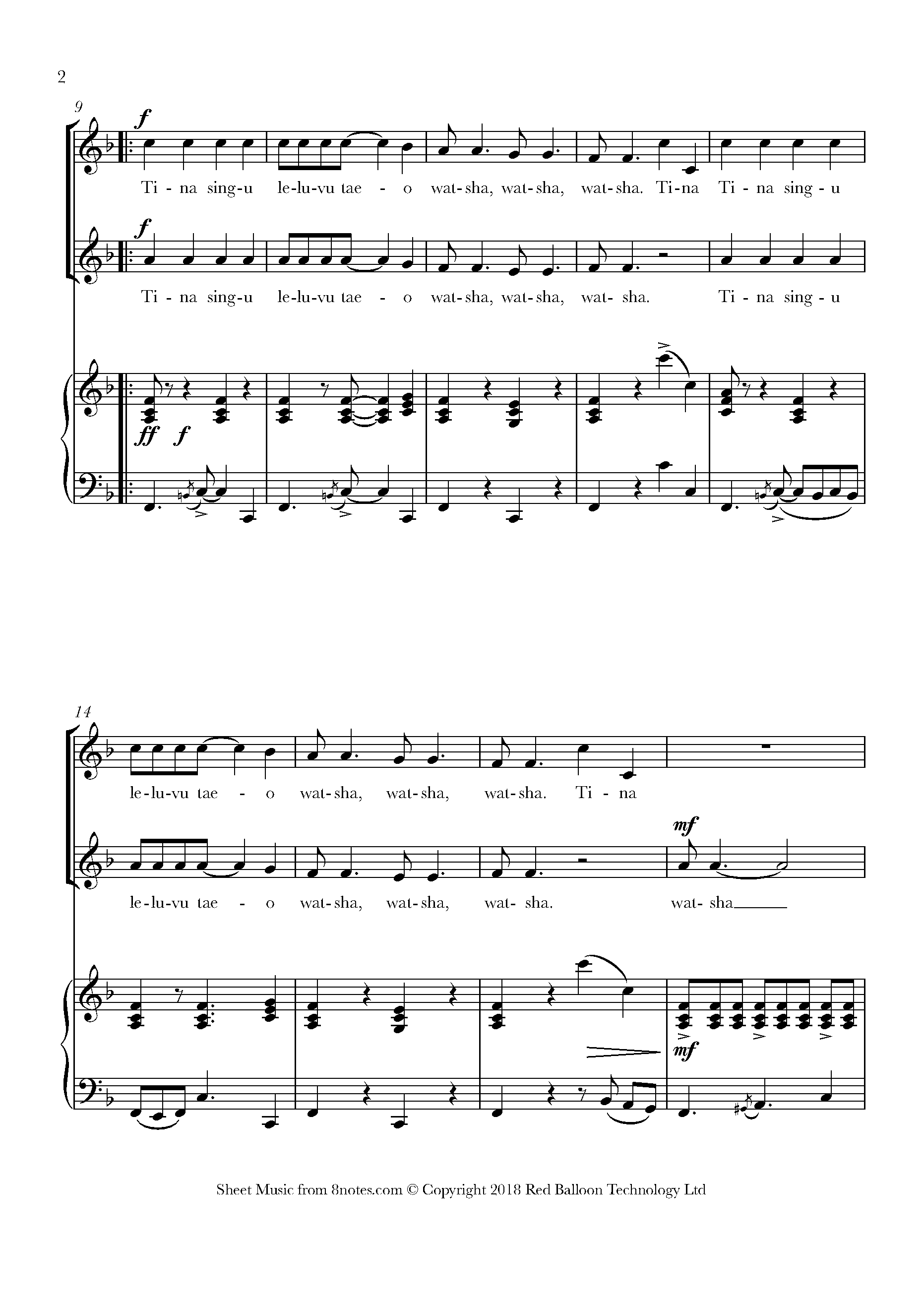 Tina Singu (South African trad.) Sheet music for Choir - 8notes.com